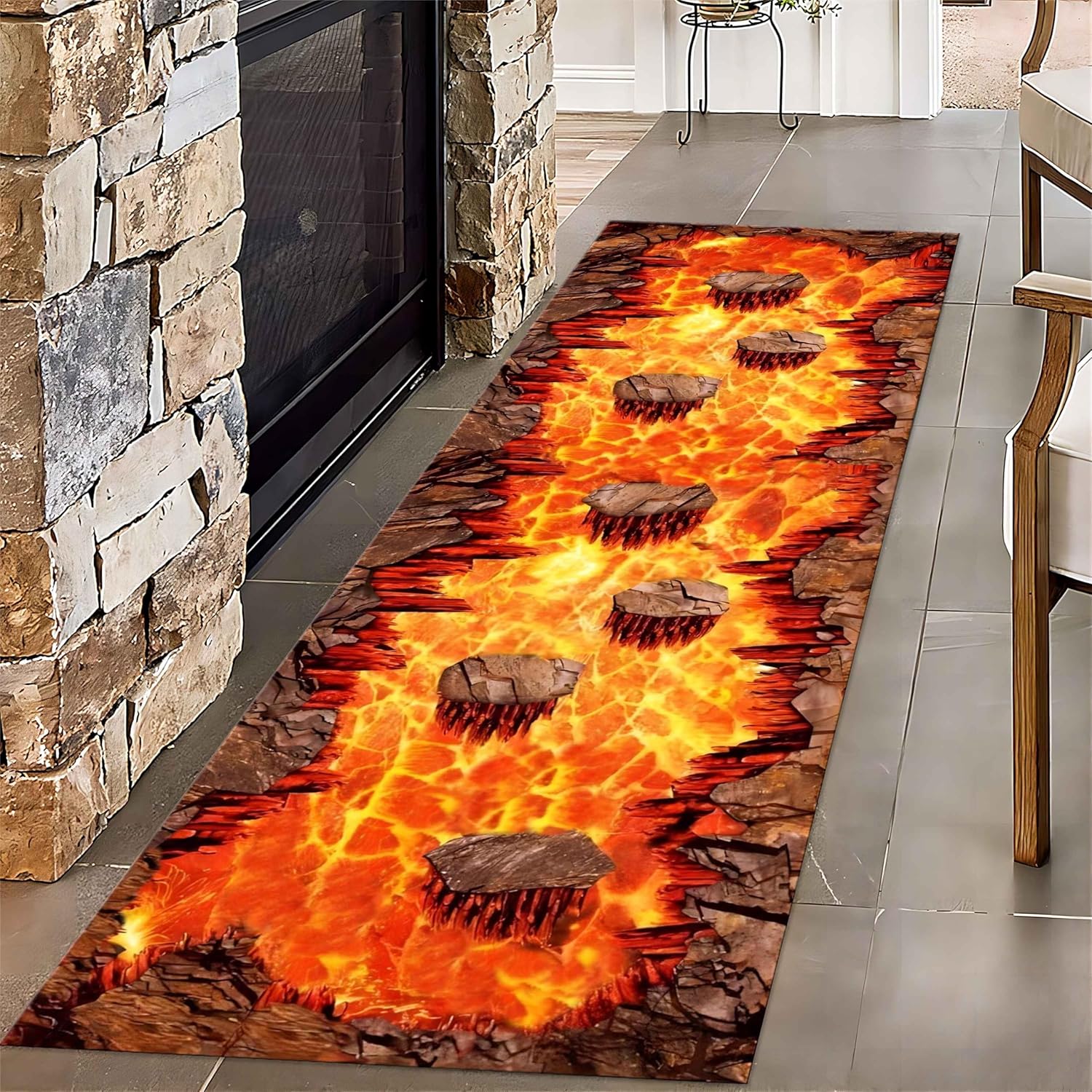 Amazon.com: 3D Optical Illusion Flame Runner, 2x6ft Abstract Lava Long ...