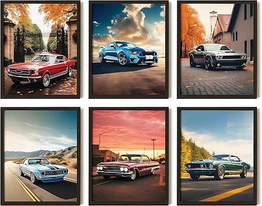 Amazon.com: 97 Decor Muscle Car Wall Art – Vintage Race Car Posters for ...