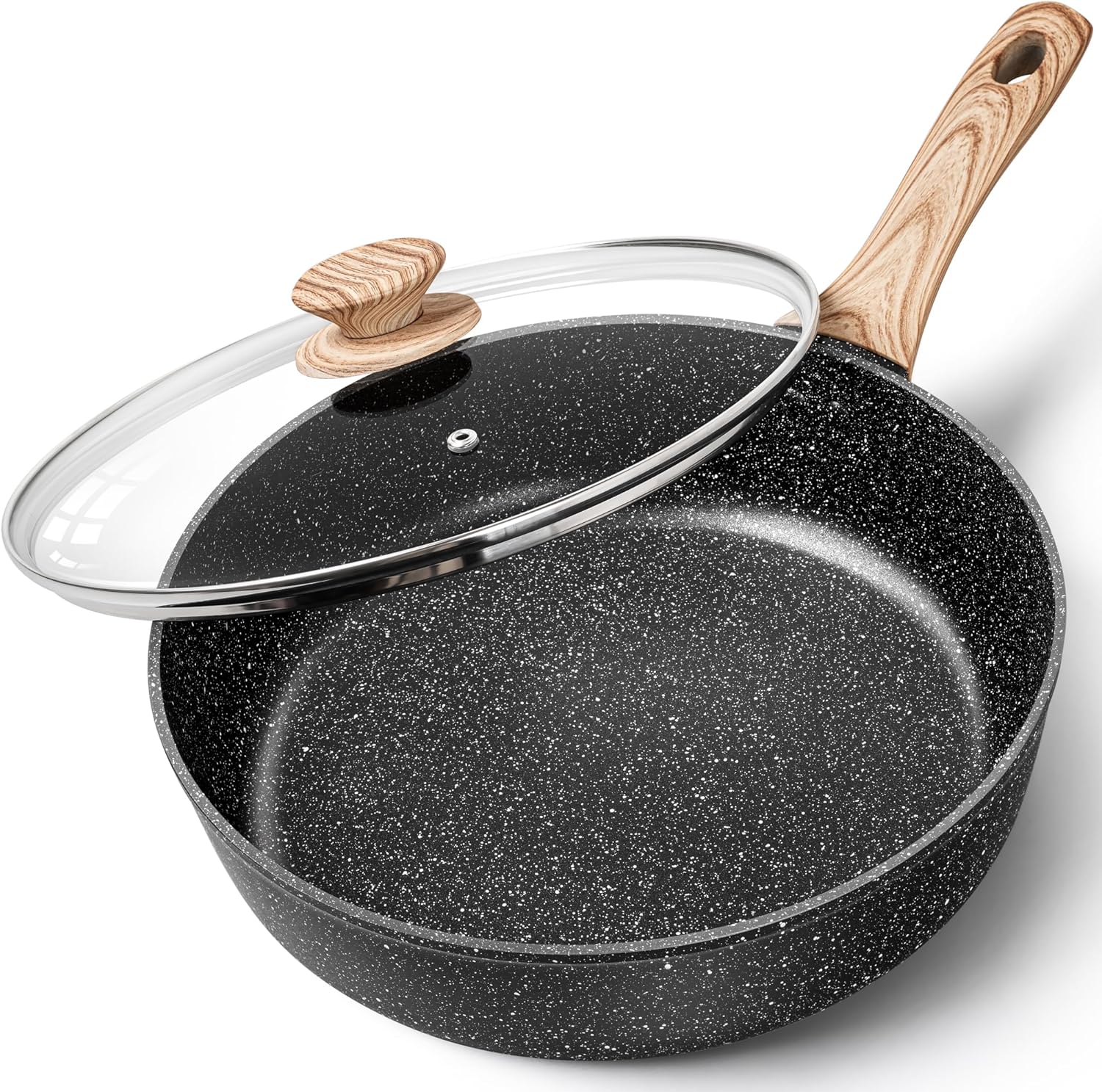 MICHELANGELO Deep Frying Pan 28cm, Non Stick Saute Pan 28 cm, Fry Pan ...