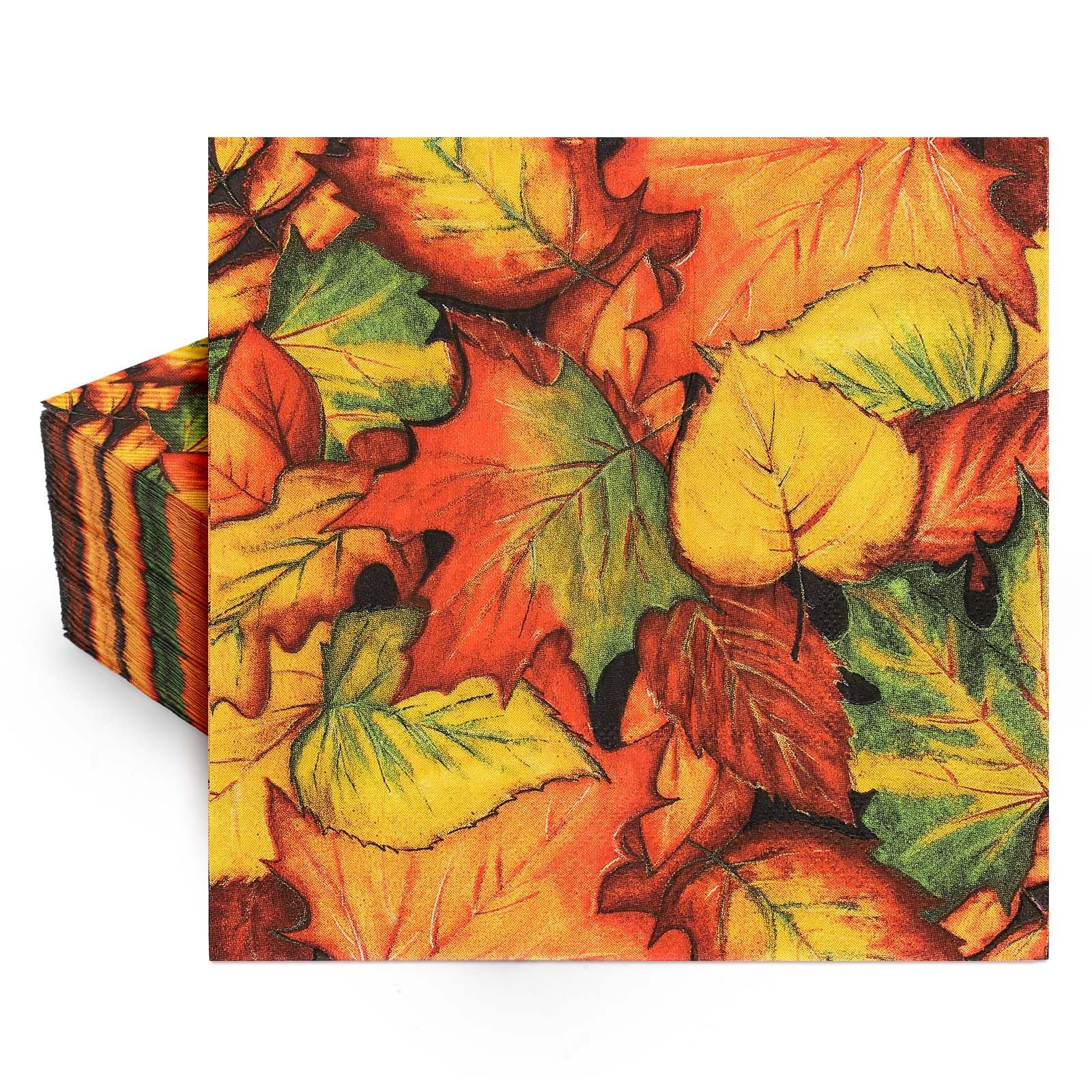 Amazon.com: JarThenaAMCS 50 Pcs Fall Leaves Paper Napkins Autumn Maple ...