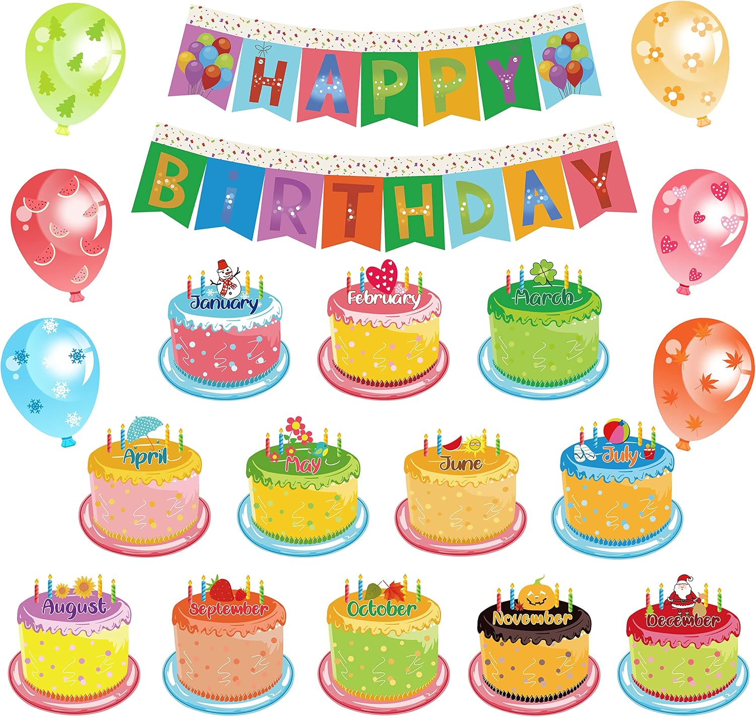 Amazon.com : 22 Pieces Happy Birthday Bulletin Board Set Birthday ...