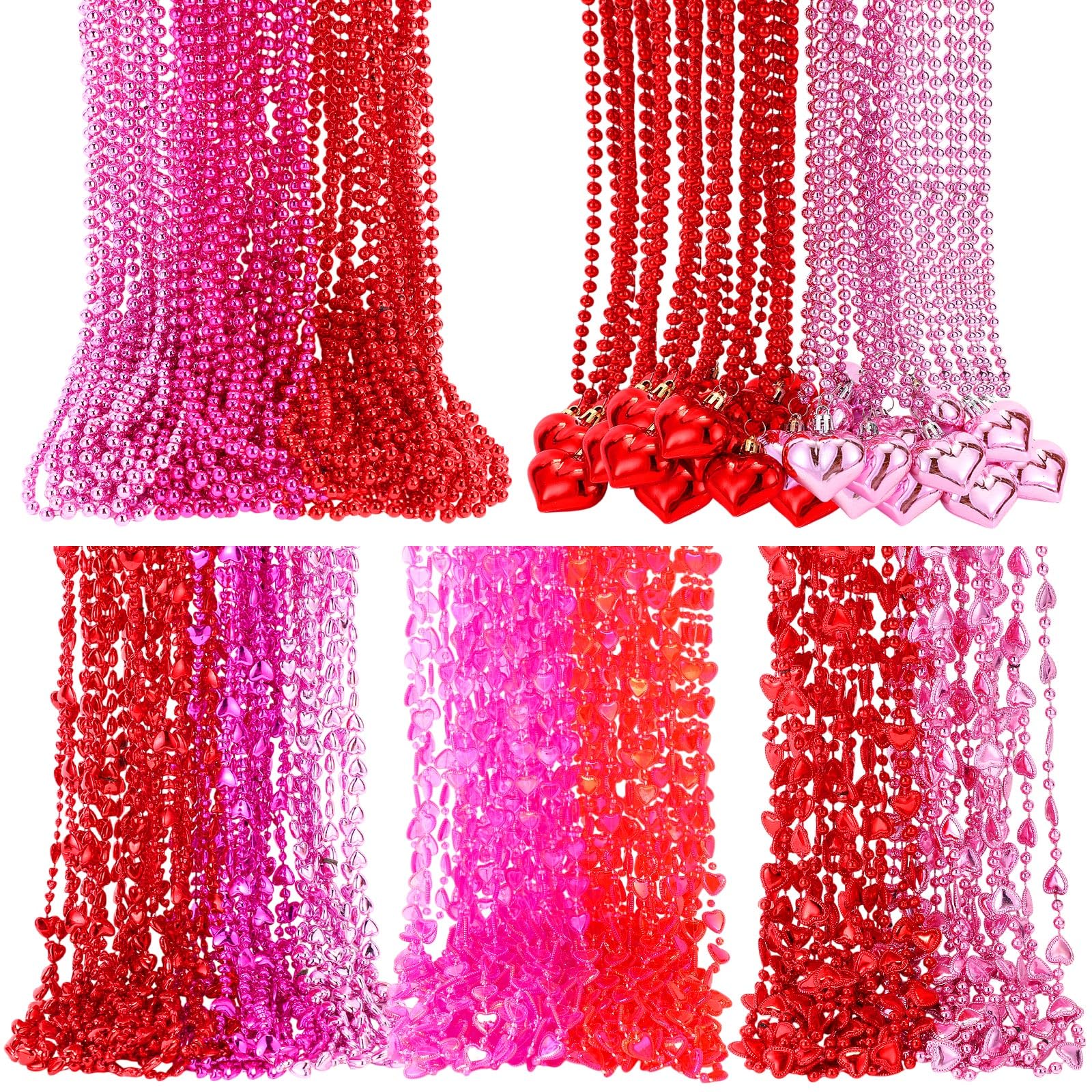 Amazon.com: Loetere 240 Pcs Valentine's Day Heart Shaped Bead Necklace ...