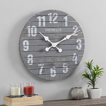 Amazon.com: FirsTime & Co. Gray Arlo Wall Clock, Large Vintage Decor ...