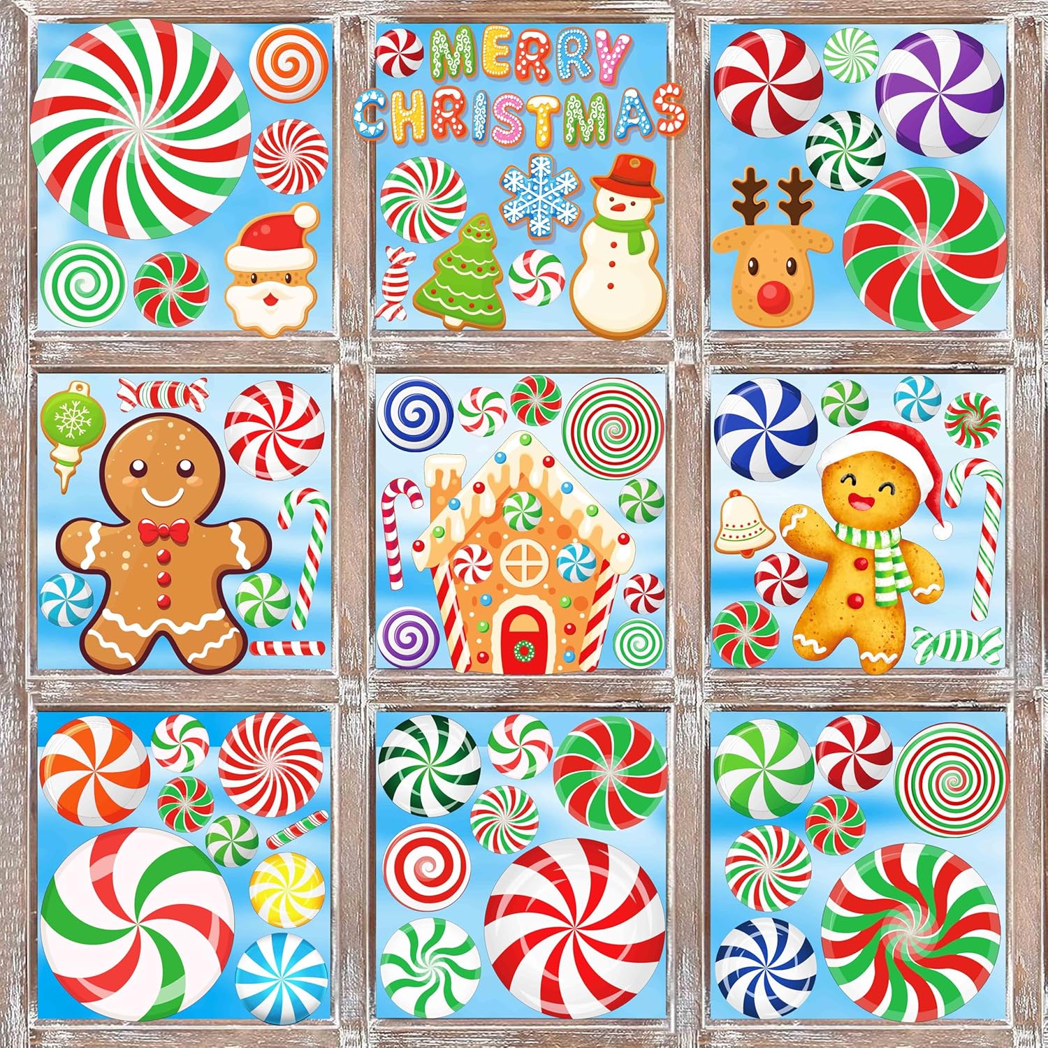 Amazon.com: CYNOSA Christmas Candy Window Clings Candy Cane Christmas ...