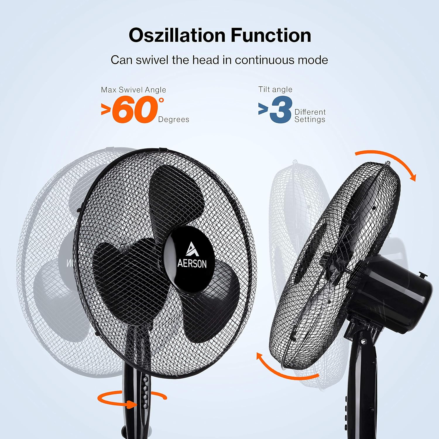 aerson floor fan 40 cm fan height-adjustable up to Philippines | Ubuy