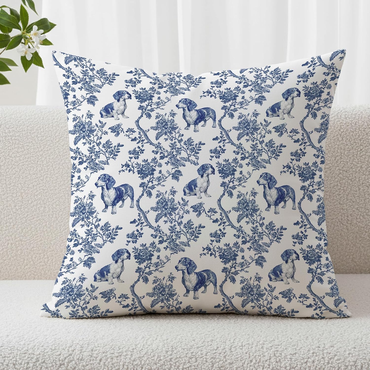 Amazon.com: MNASAIOO Chinoiserie Dog Dachshund Decorative Throw Pillow ...