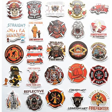 Amazon.com: HiroKun 50Pcs Fireman Sticker for Helmet Wildland ...