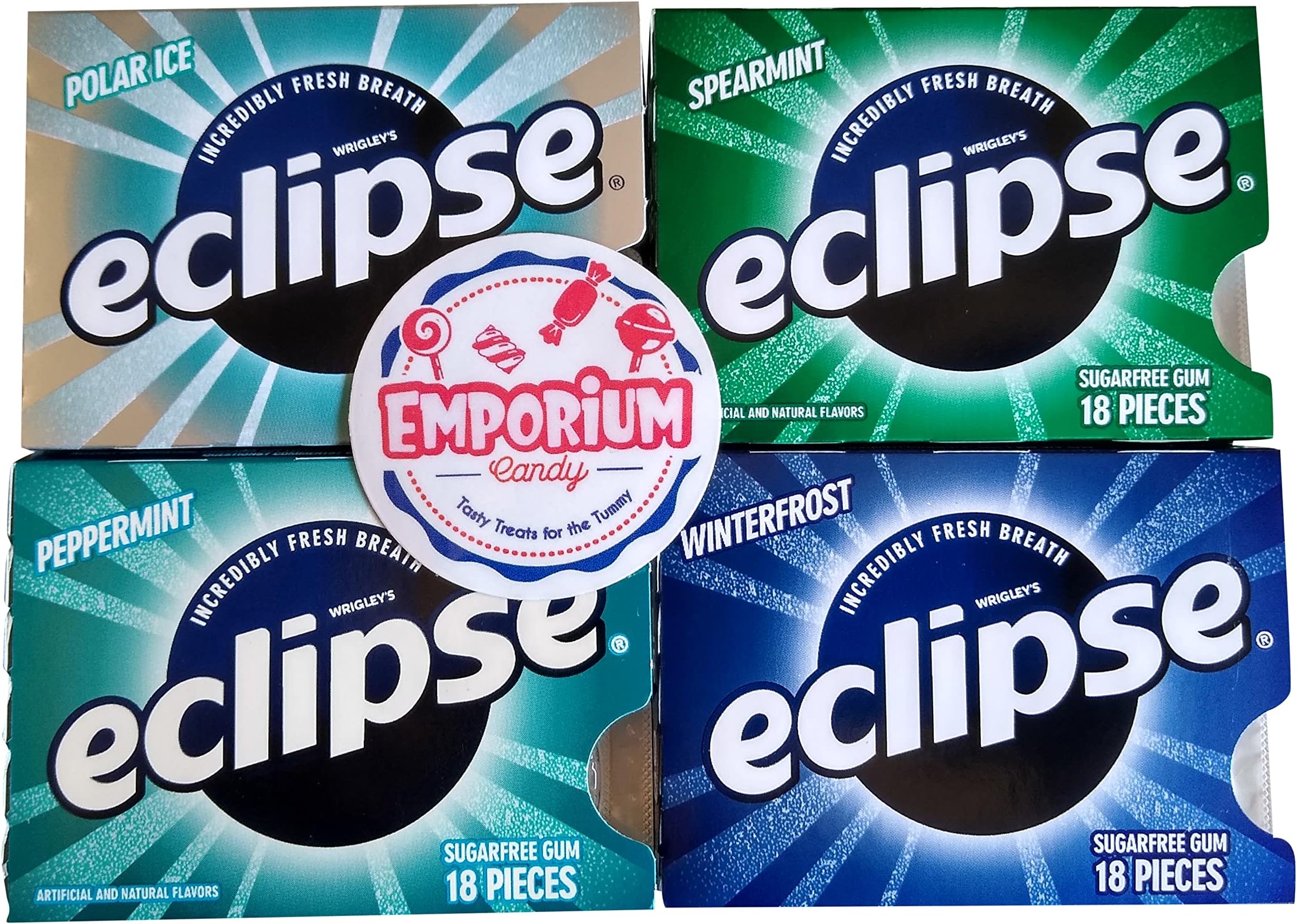 Amazon.com : EMPORIUM CANDY TASTY TREATS FOR THE TUMMY Eclipse Gum Assortment - 1 Pack Each of ...