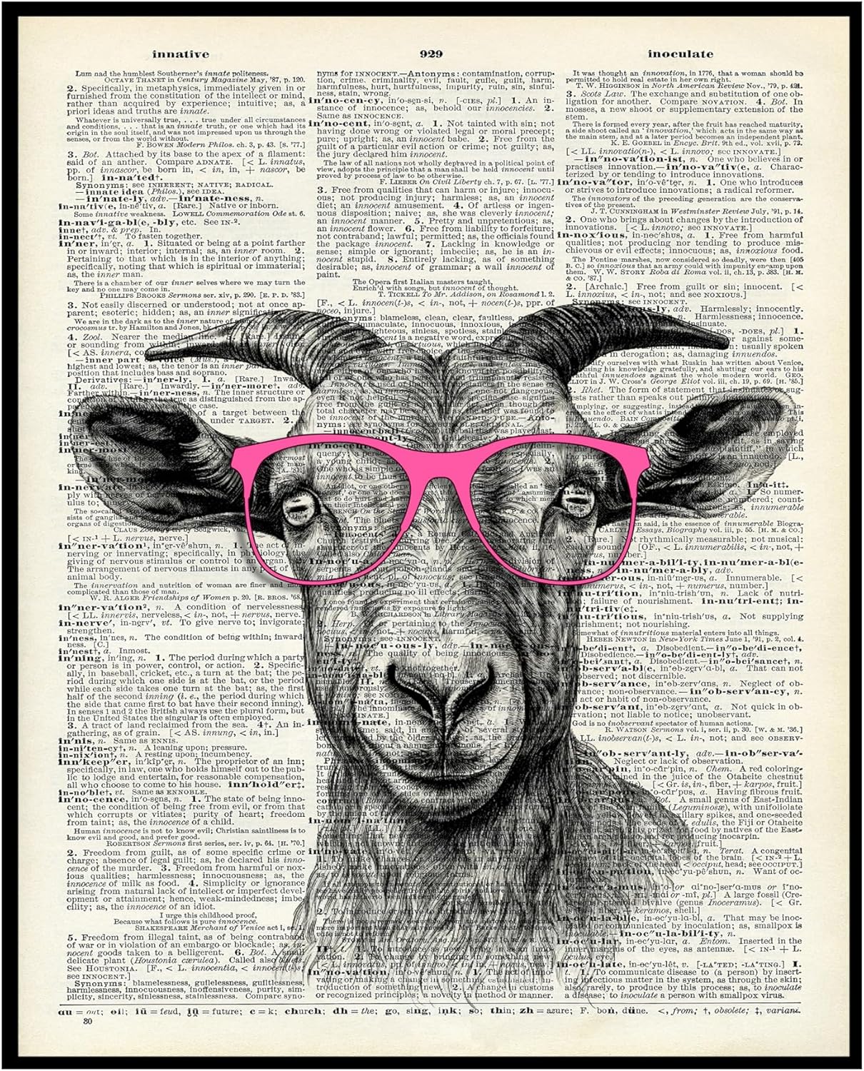 Amazon.com: Poster Master Dictionary Art Poster - Goat in Pink Glasses ...