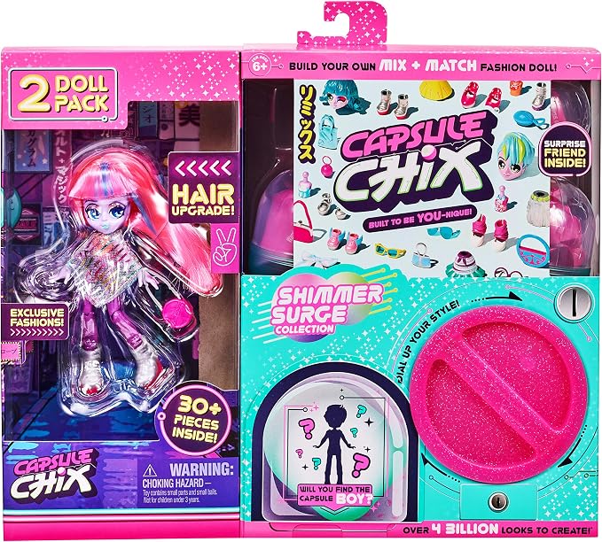 Amazon.com: Capsule Chix Shimmer Surge 2 Pack, 4.5 inch Small Doll with ...