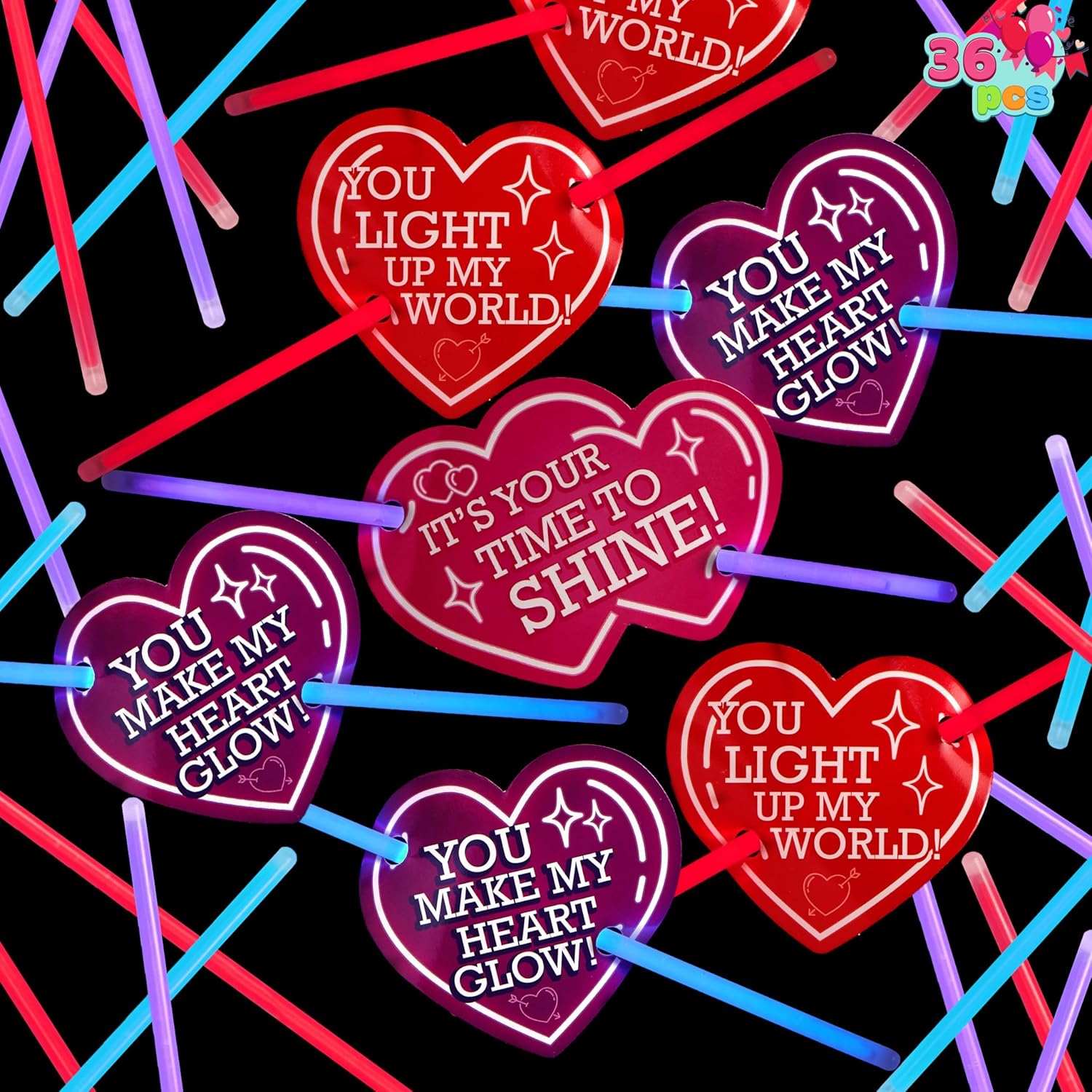 Amazon.com: JOYIN 36 Packs Neon Valentines Day Gift Heart Cards with ...