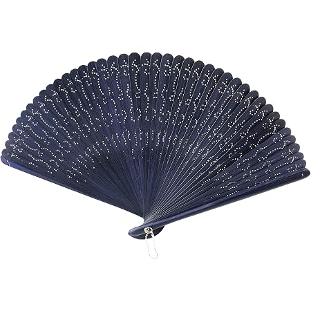 Amazon.com: FANSOF.FANS Engraved Wooden Navy Blue Folding Hand Fan with ...