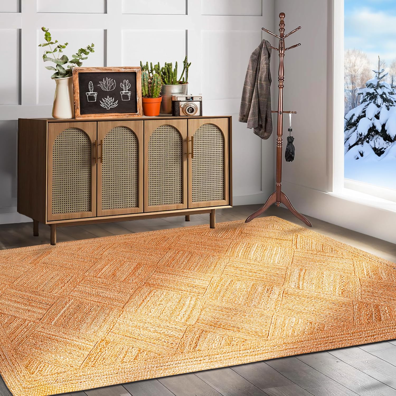 RIANGI 4x6 Jute Rug, Natural Burlap Hand Woven Rug, Large Rectangular ...