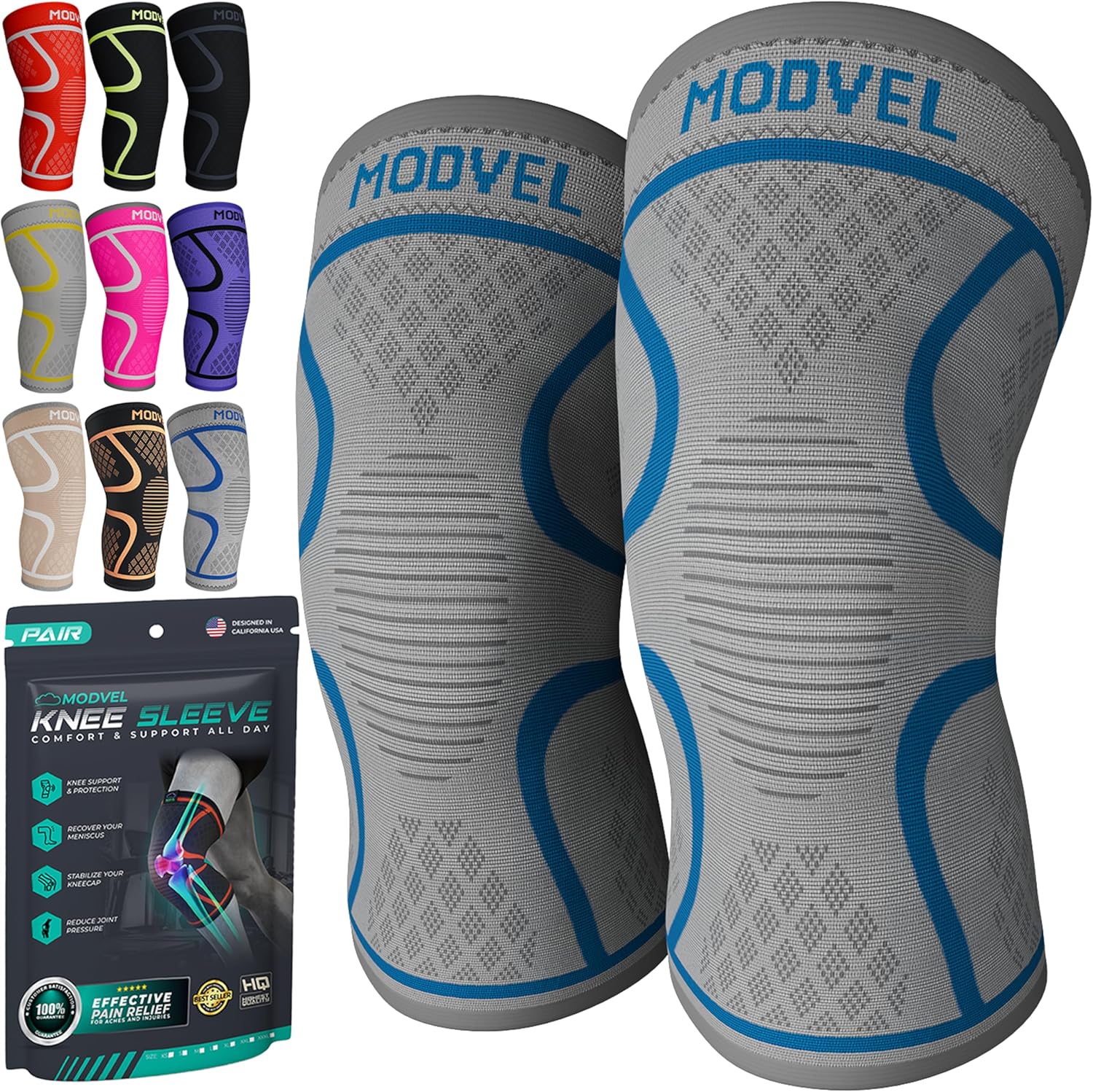 Amazon.com: Modvel 2 Pack Knee Brace for Women & Men - Workout Knees ...