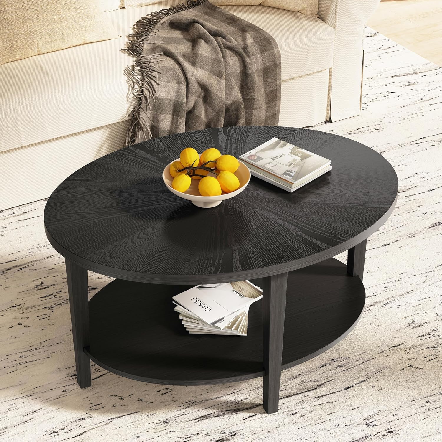 Amazon.com: BRRITLE Solid Wood Oval Coffee Table for Living Room, 2 ...