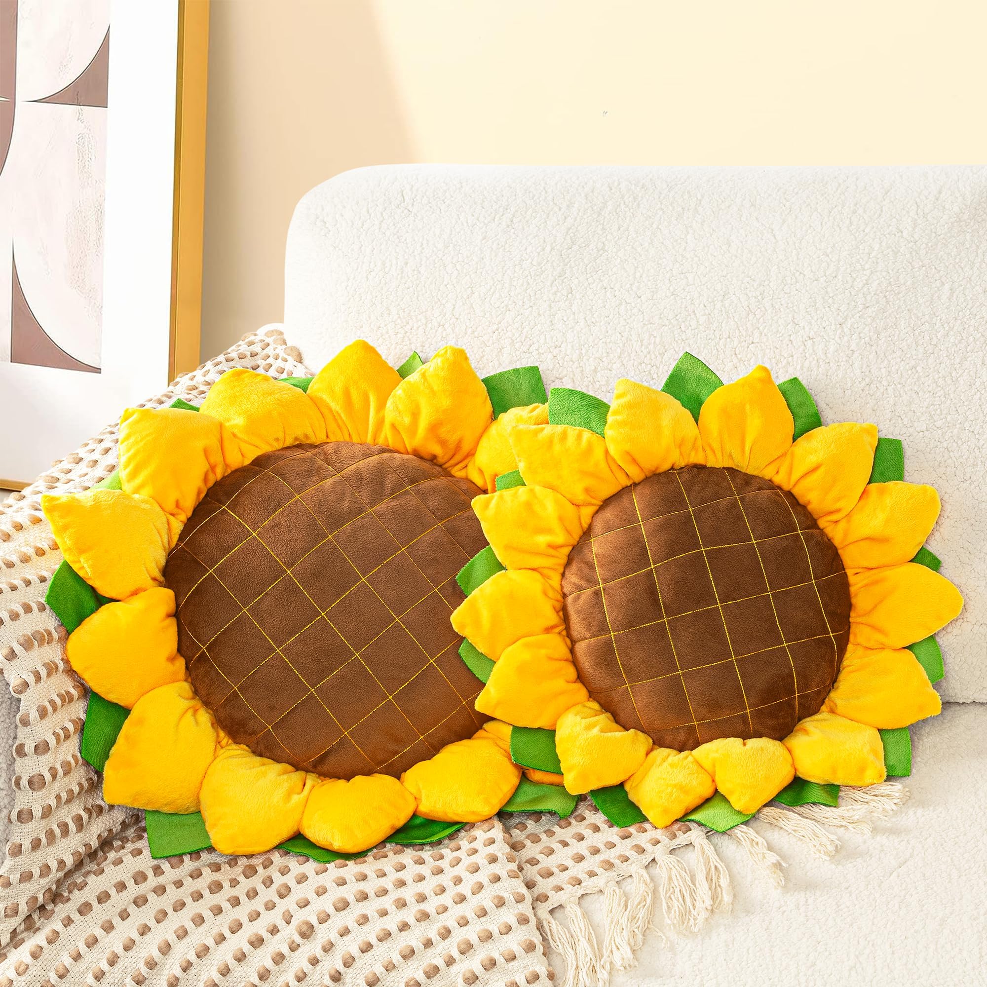 Amazon.com: AELS Set of 2 Sunflower Pillow, 3D Decorative Throw Pillow ...