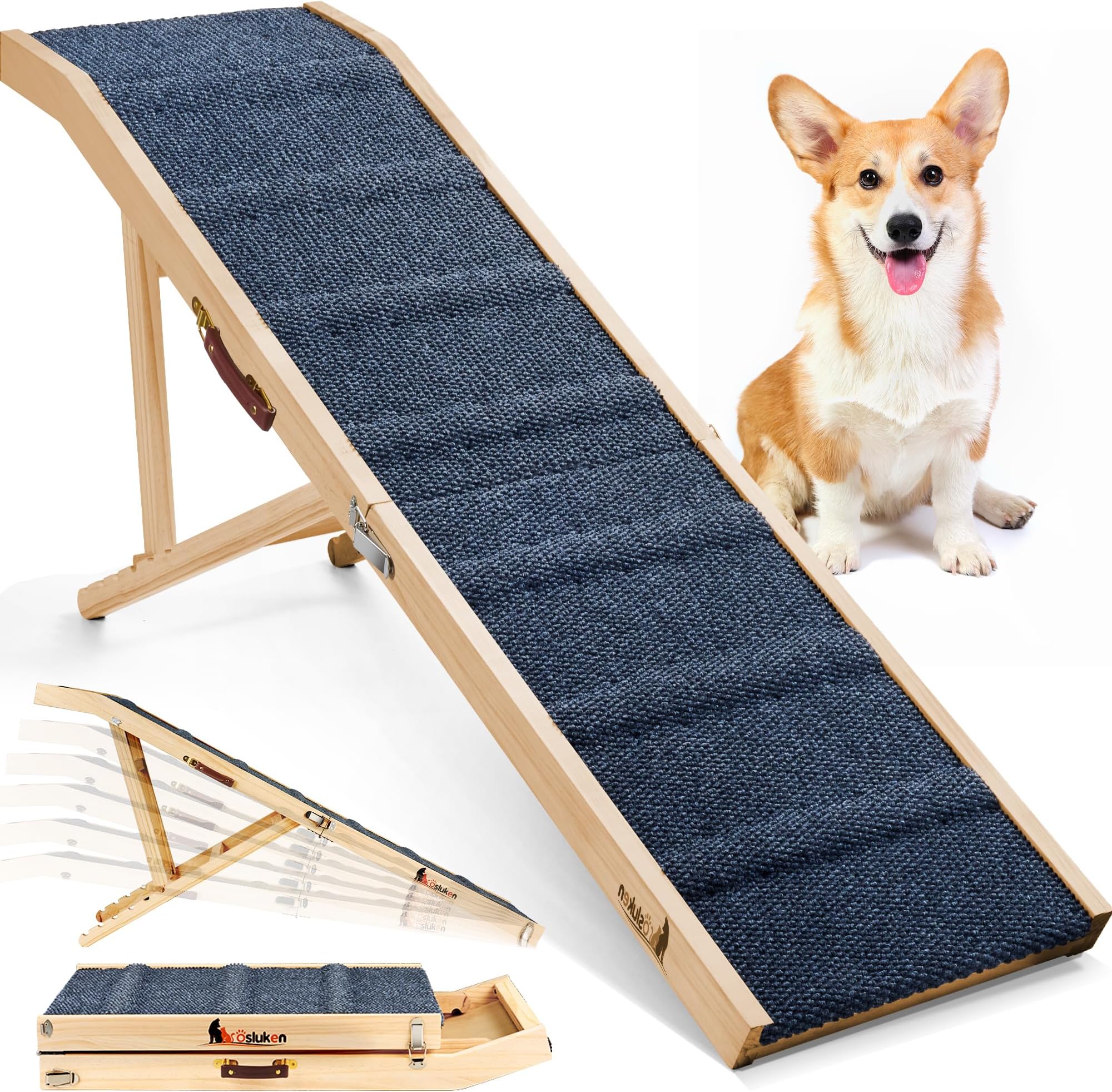 Amazon.com : Dog Ramp, Adjustable Dog Steps for High Bed, Folding Dog ...