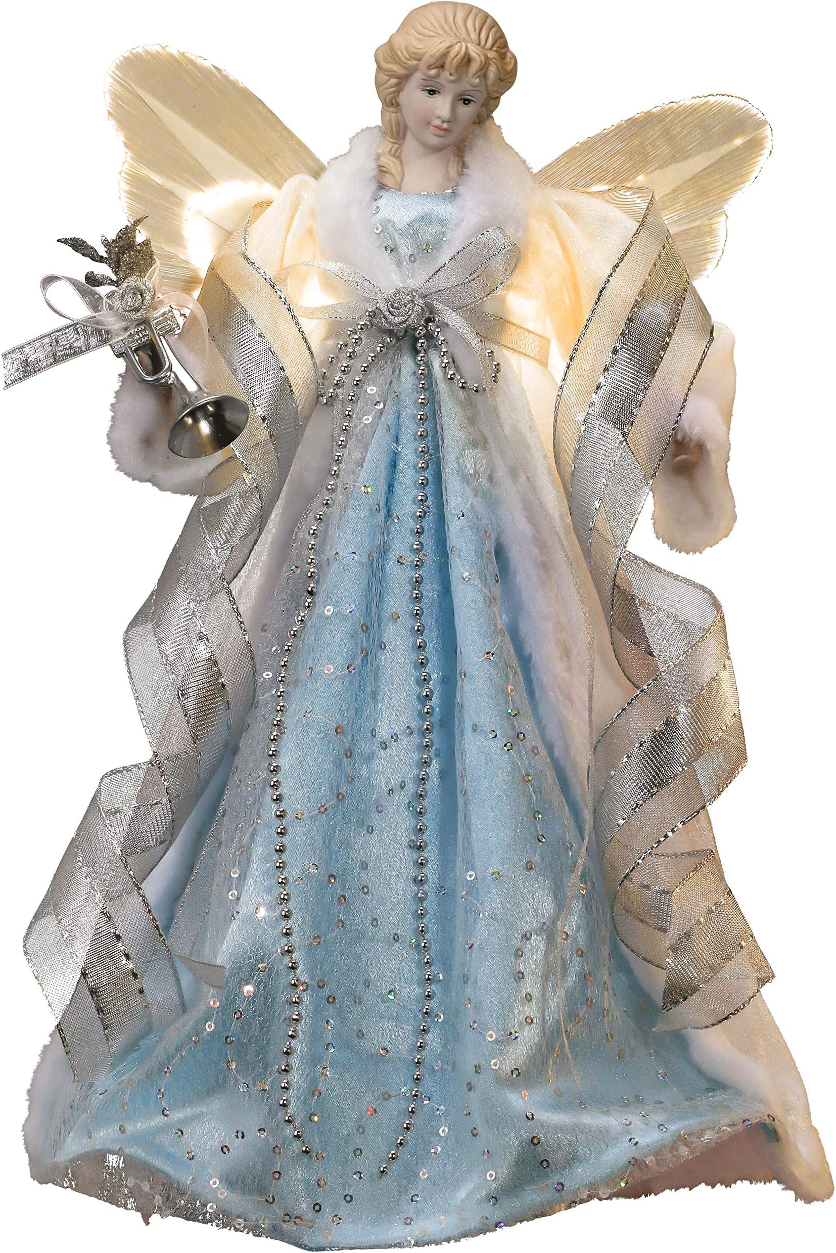 Amazon.com: Northlight Angel with Lighted Christmas Tree Topper, 14 ...