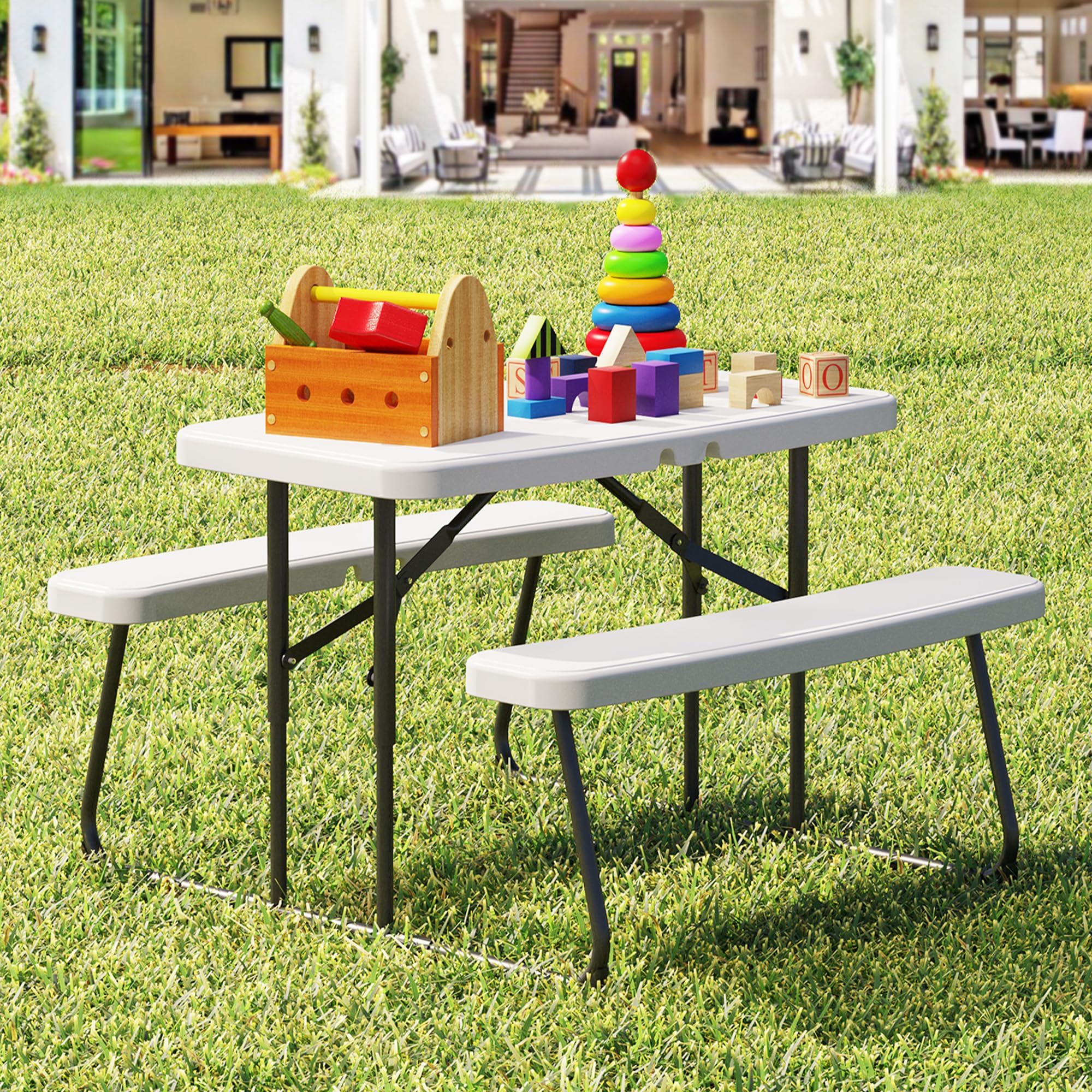 Amazon.com: DWVO 37" Picnic Table, Folding Picnic Tables for Outdoors ...