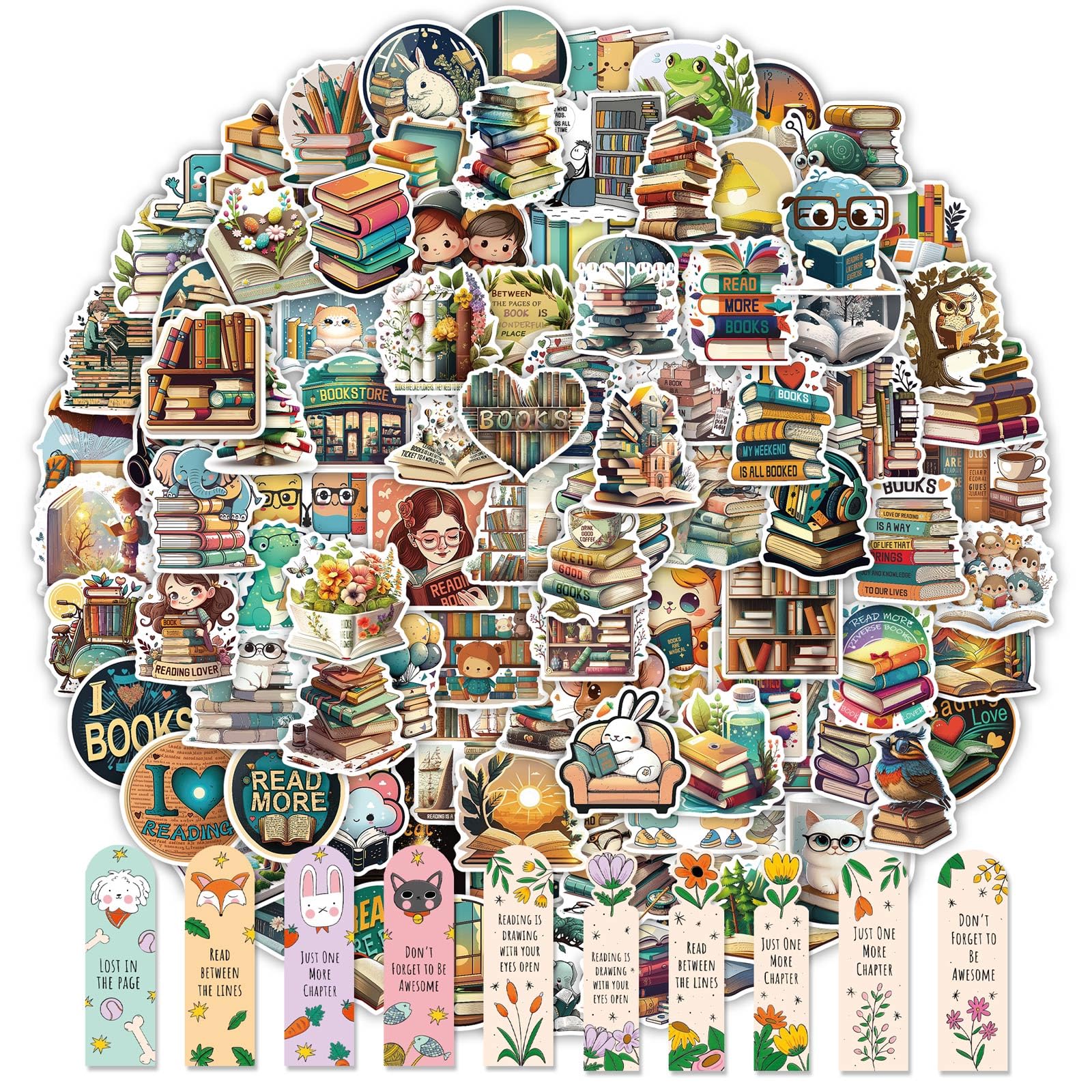 Amazon.com: 110Pcs Reading Book Stickers, Bookish Stickers, Book Lover ...