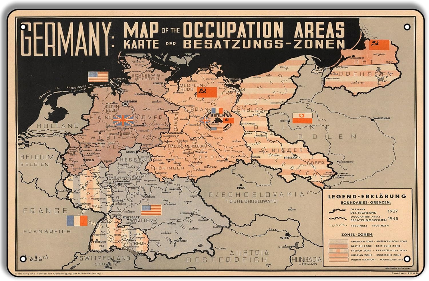 Amazon.com: Germany WWII Map Print 8x12in Metal Tin Sign – WWII War ...