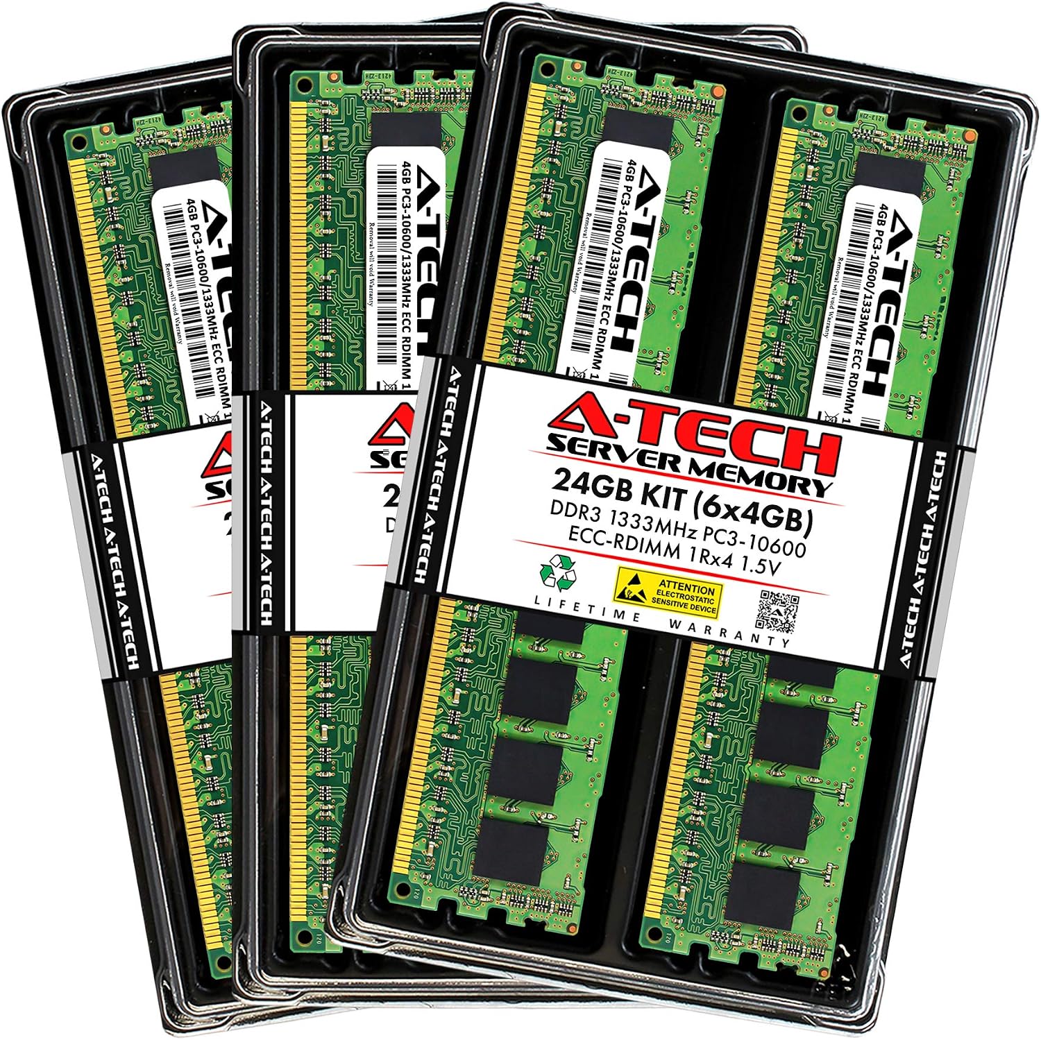 A-Tech 24GB (6 x 4GB) DDR3 1333 MHz PC3-10600R ECC RDIMM 1Rx4 1.5V ...