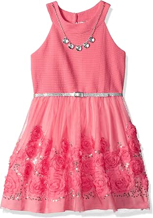 Amazon.com: Beautees Girls' Big Sl/Less Illusion Inset Dress with ...