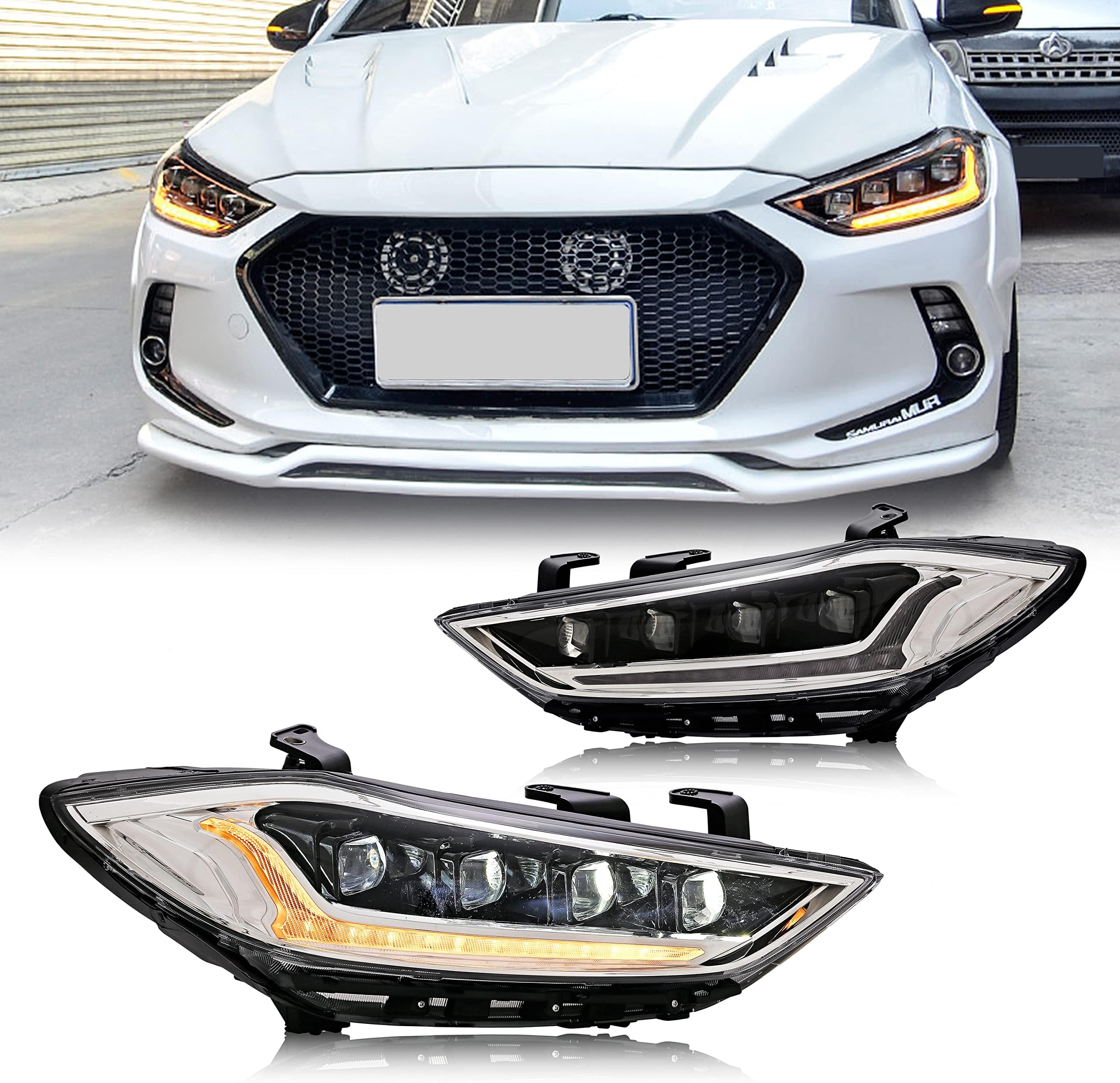 Amazon.com: LBRST Headlight Assembly Fit for Hyundai Elantra 2017-2018 ...