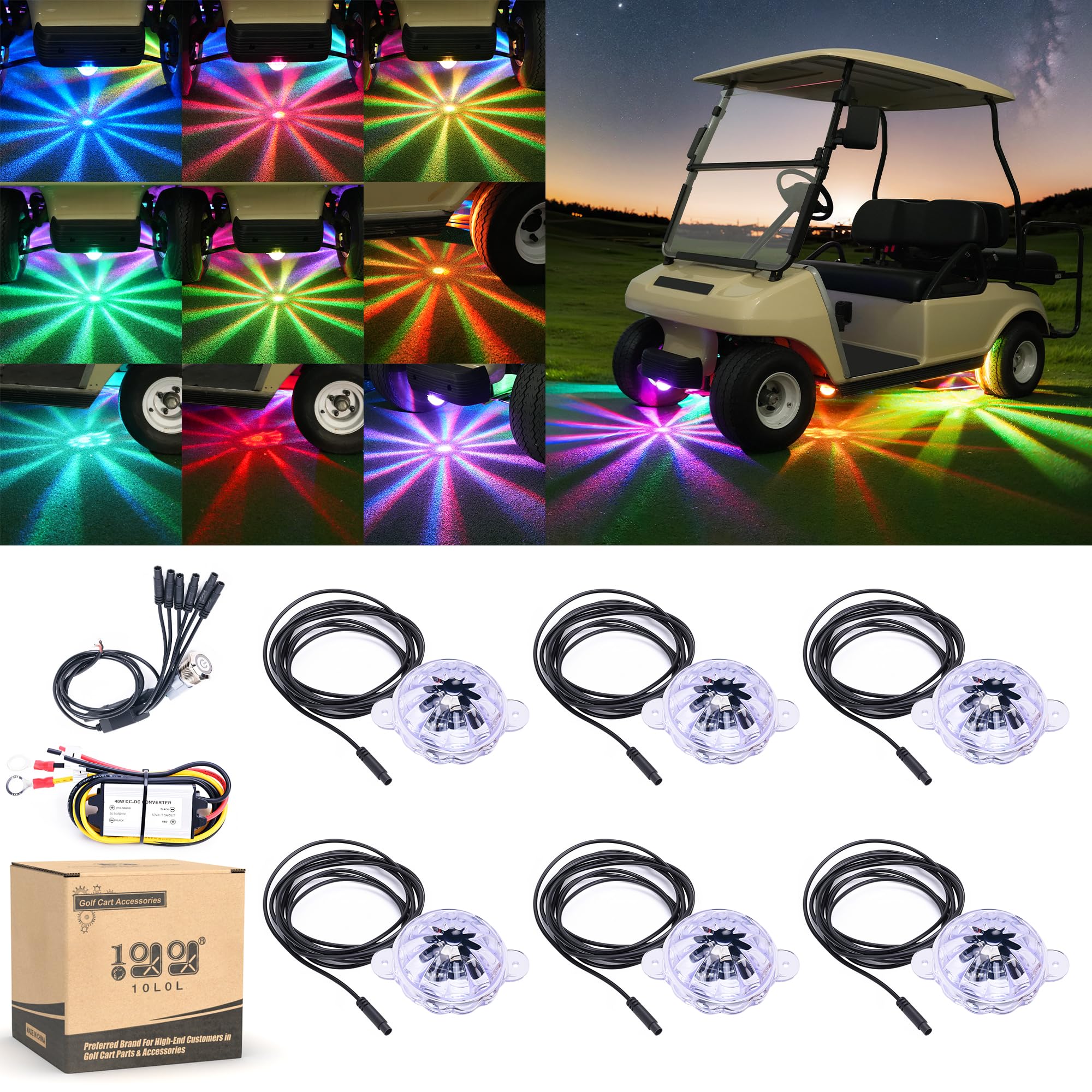 Amazon.com: 10L0L Golf Cart Underglow LED Light Kits -6 Pods Neon ...