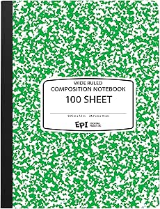 Amazon.com : EPI Wide Ruled Marble Composition Notebook, Green, 100 ...