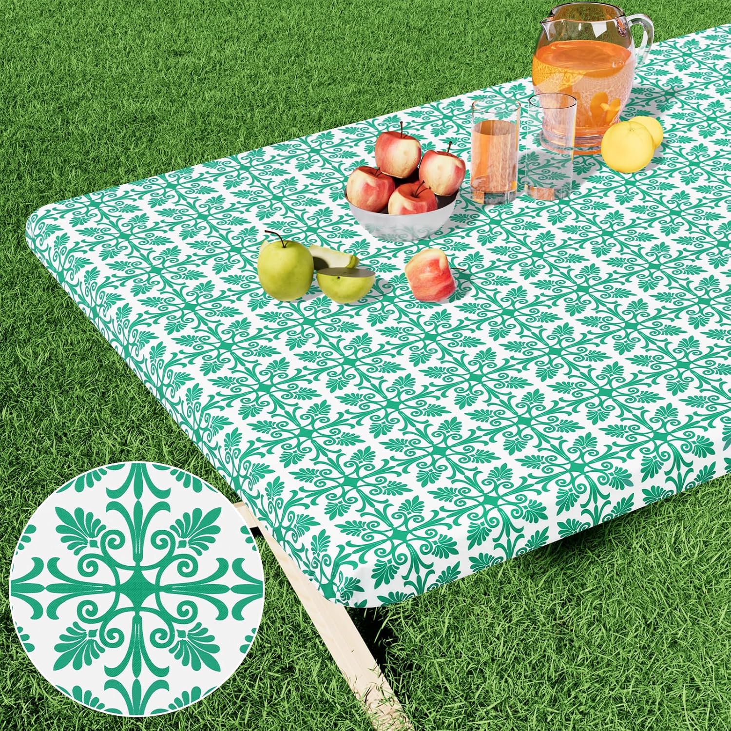 Amazon.com: misaya Rectangle Vinyl Table Cloth, Elastic Fitted Flannel ...