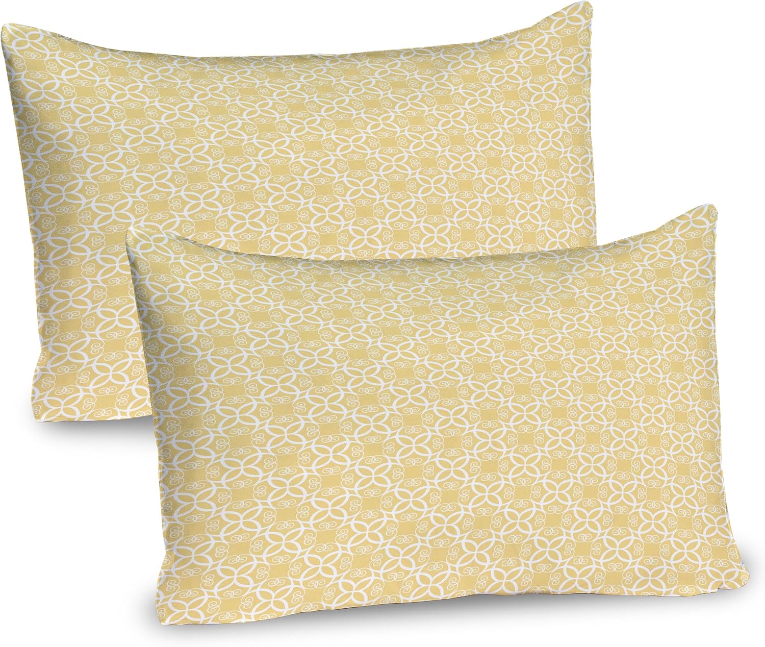 Amazon.com: Ambesonne Yellow and White Pillow Sham Set of 2, Ornate ...