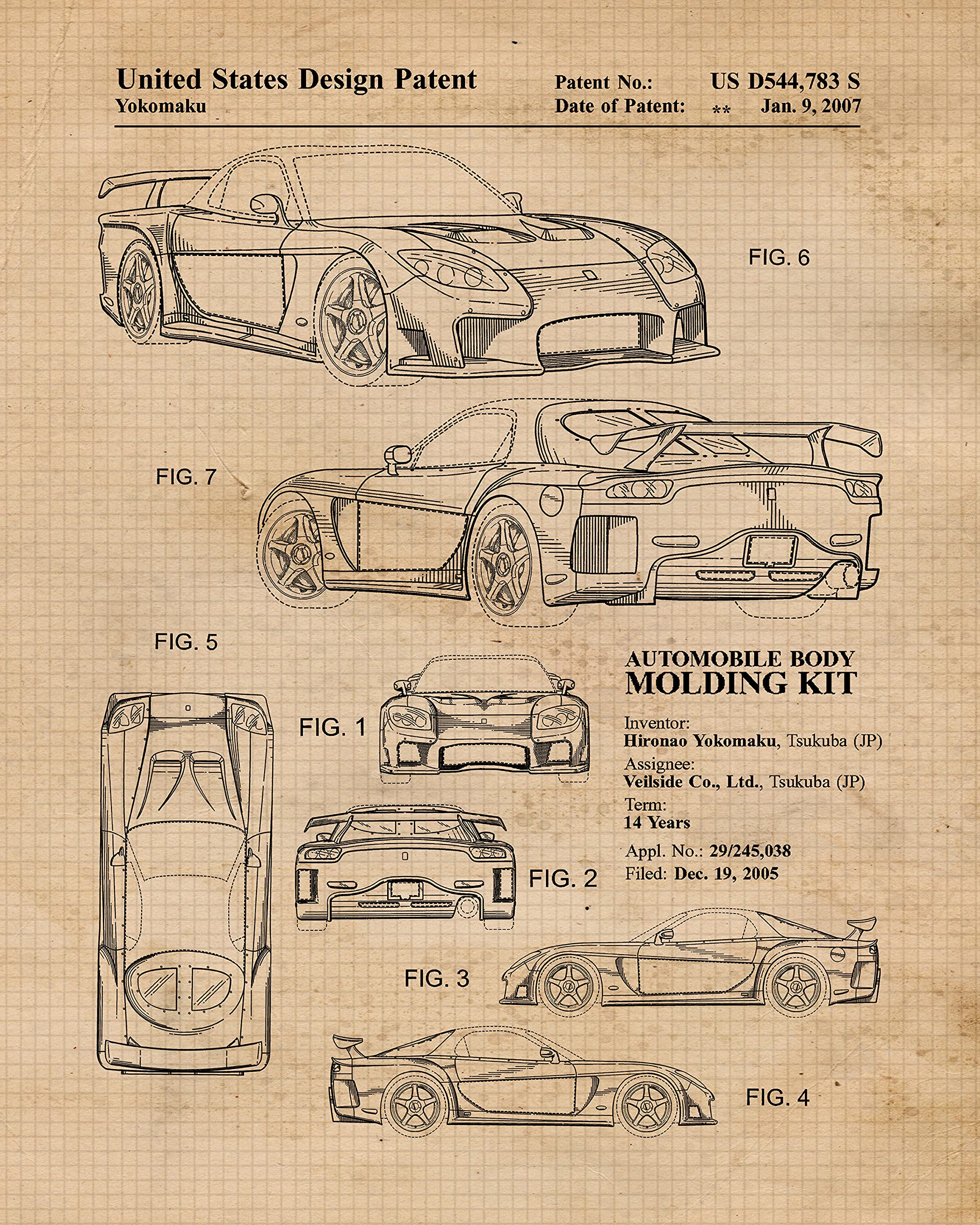 Vintage Toyota Supra, Mazda RX7, Lotus Exige, Subaru BRZ Patent Prints ...