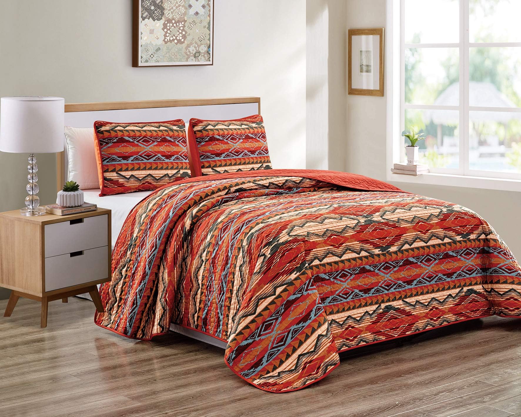 Amazon.com: Rustic Western Native American Quilt Bedspread Coverlet ...