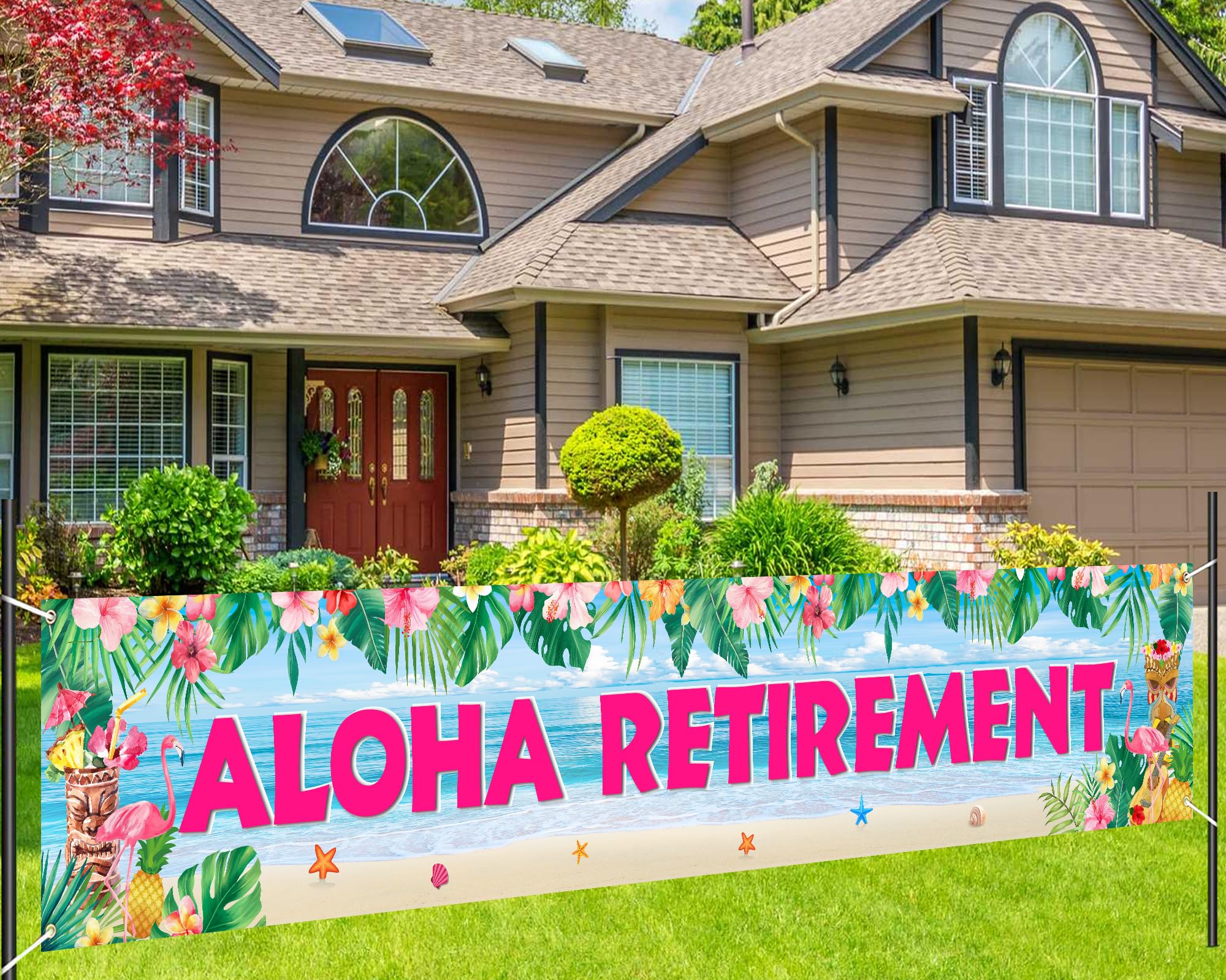Amazon.com : Tropical Retirement Party Decorations Large Happy ...