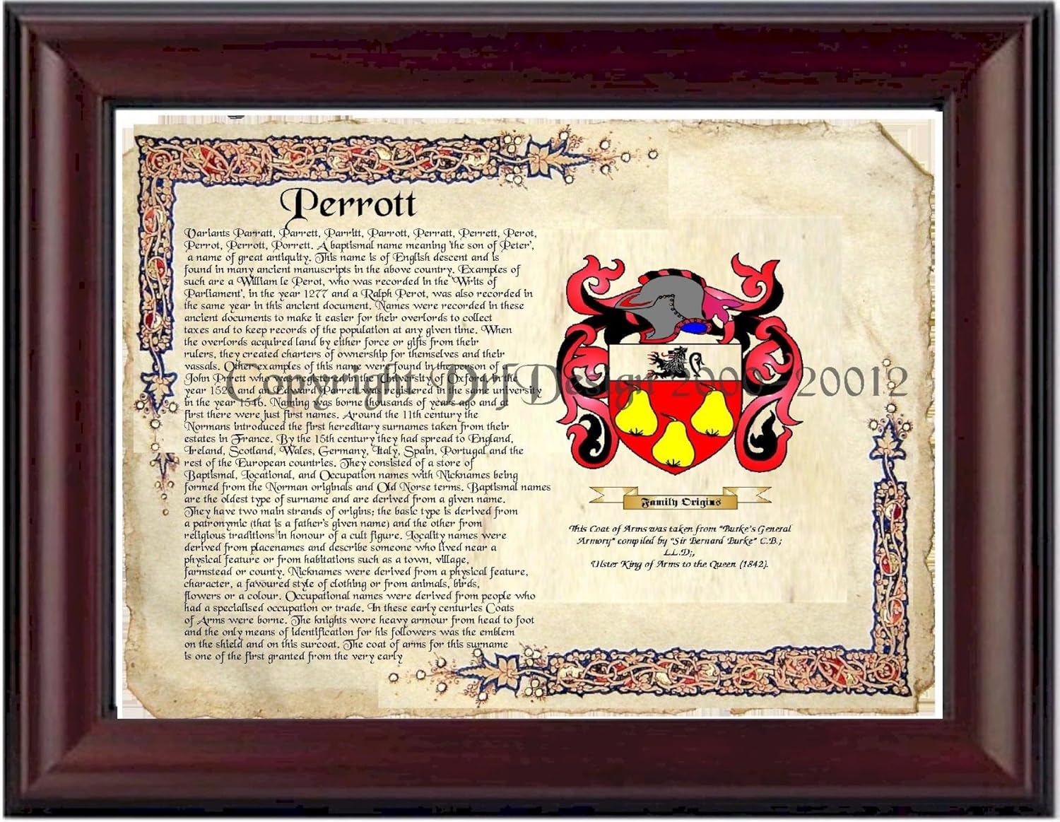 Amazon.com: Perrott Coat of Arms/ Family Crest on Fine Paper and Family ...