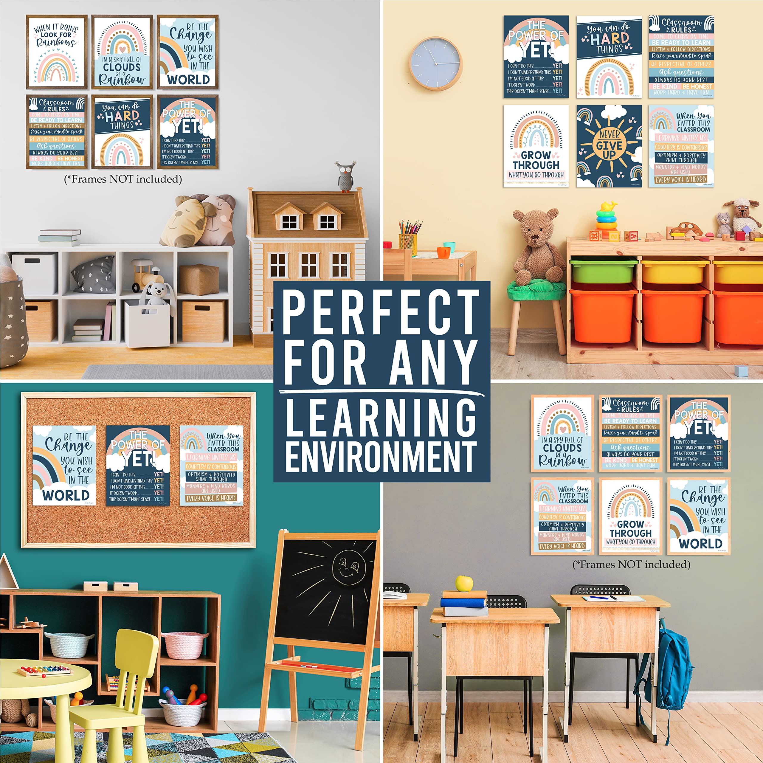 9 Boho Rainbow Classroom Decor Signs Welcome Sign For Classroom ...