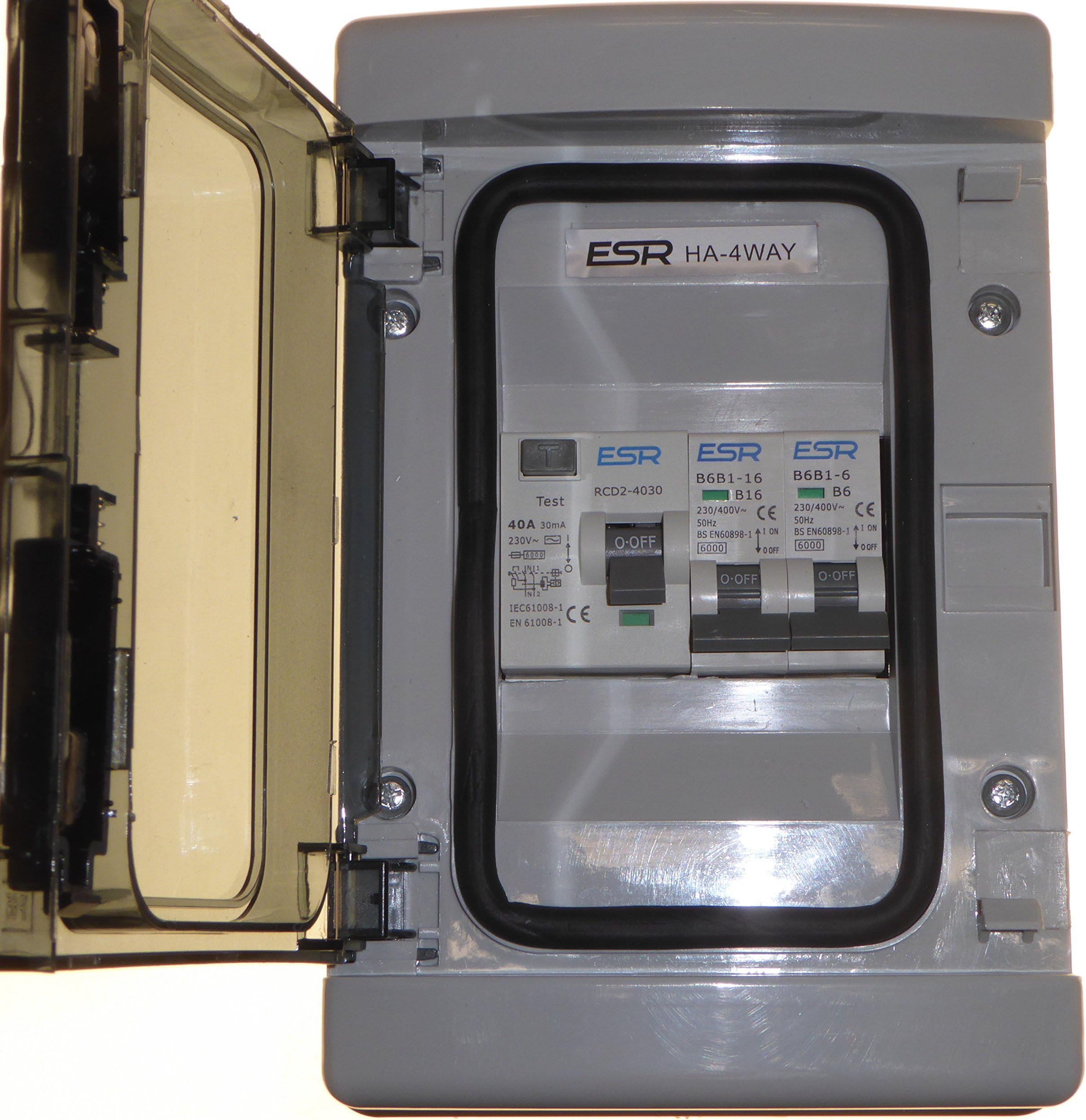 2 Way RCD Consumer Unit 63 Amp 30mA with 6 Amp and 16 Amp Type B MCB ...