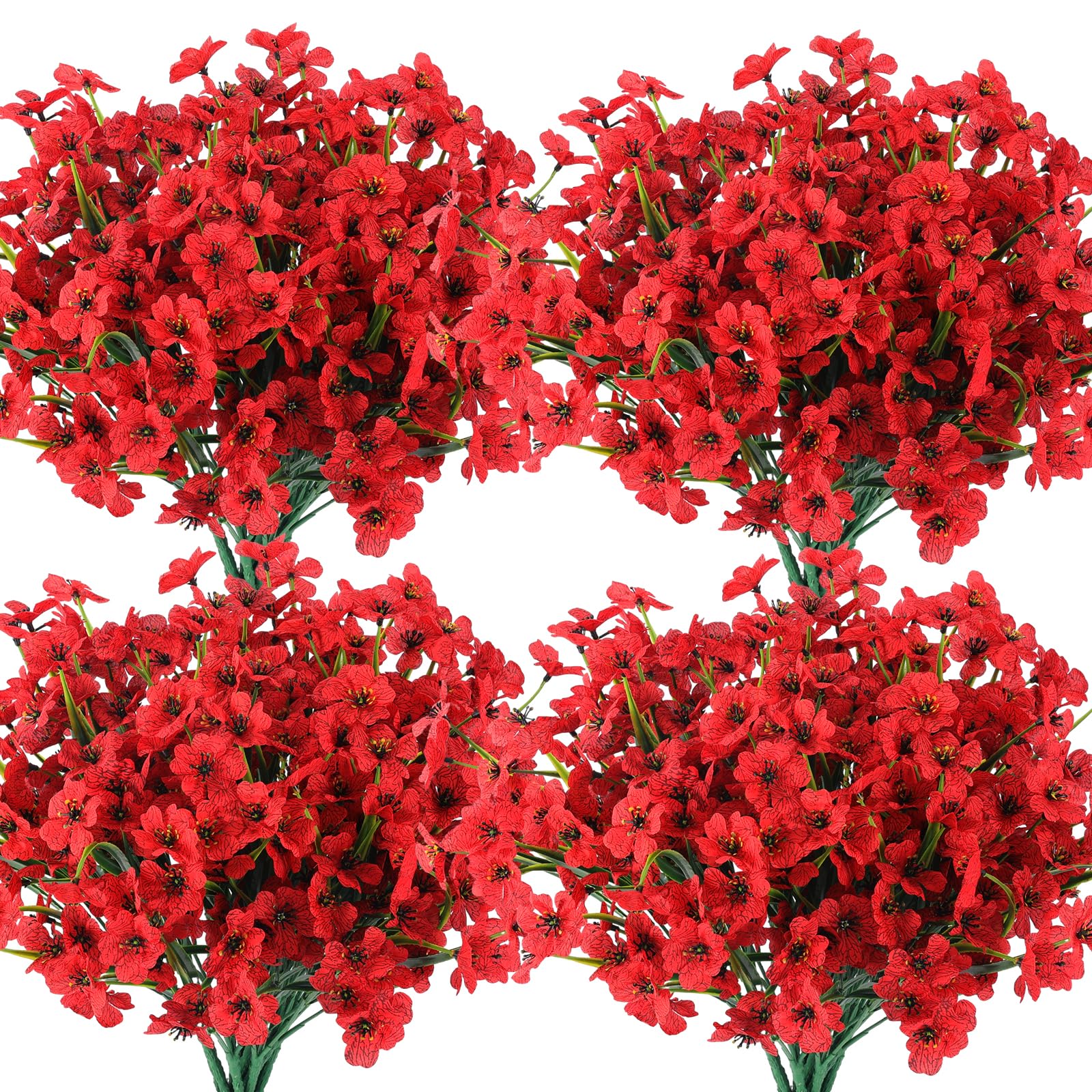 Amazon.com: Hananona 28 Bundles Artificial Flowers Outdoor Red Fake ...