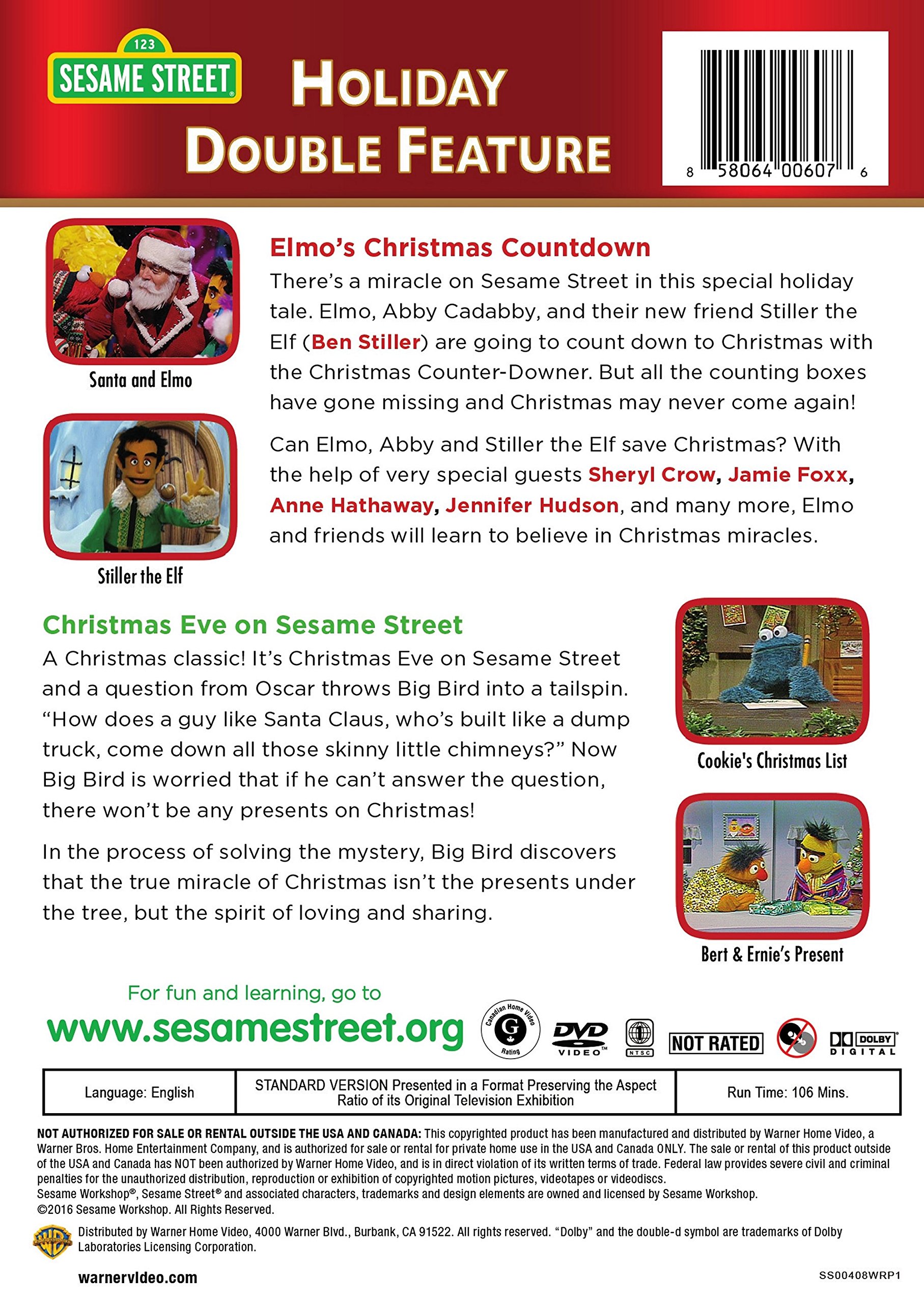 Sesame Street Holiday Double Feature: Elmo's Christmas...B01M0DVRD1 ...