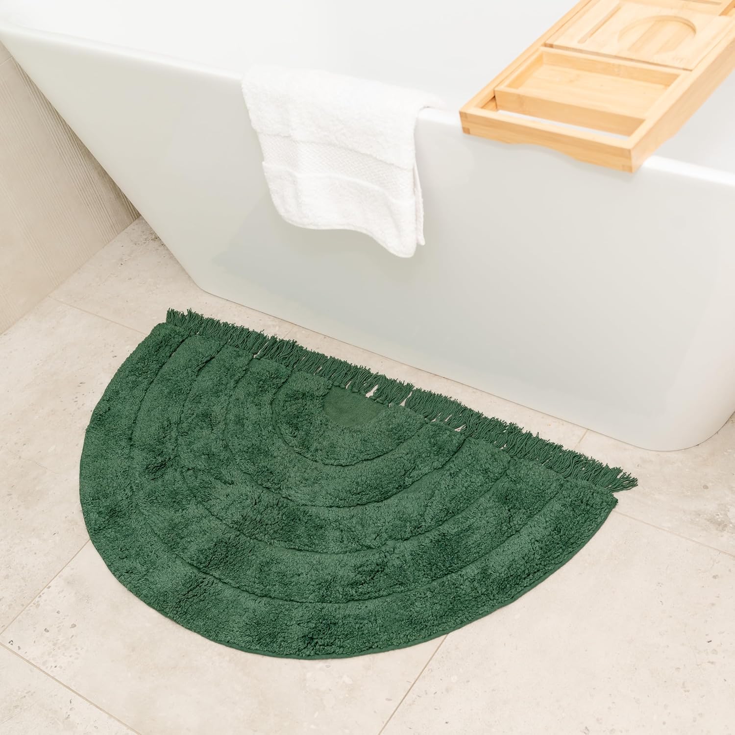 Amazon.com: BIEN BEAU Unique Half Moon Bath Rug Green - 100% Cotton ...