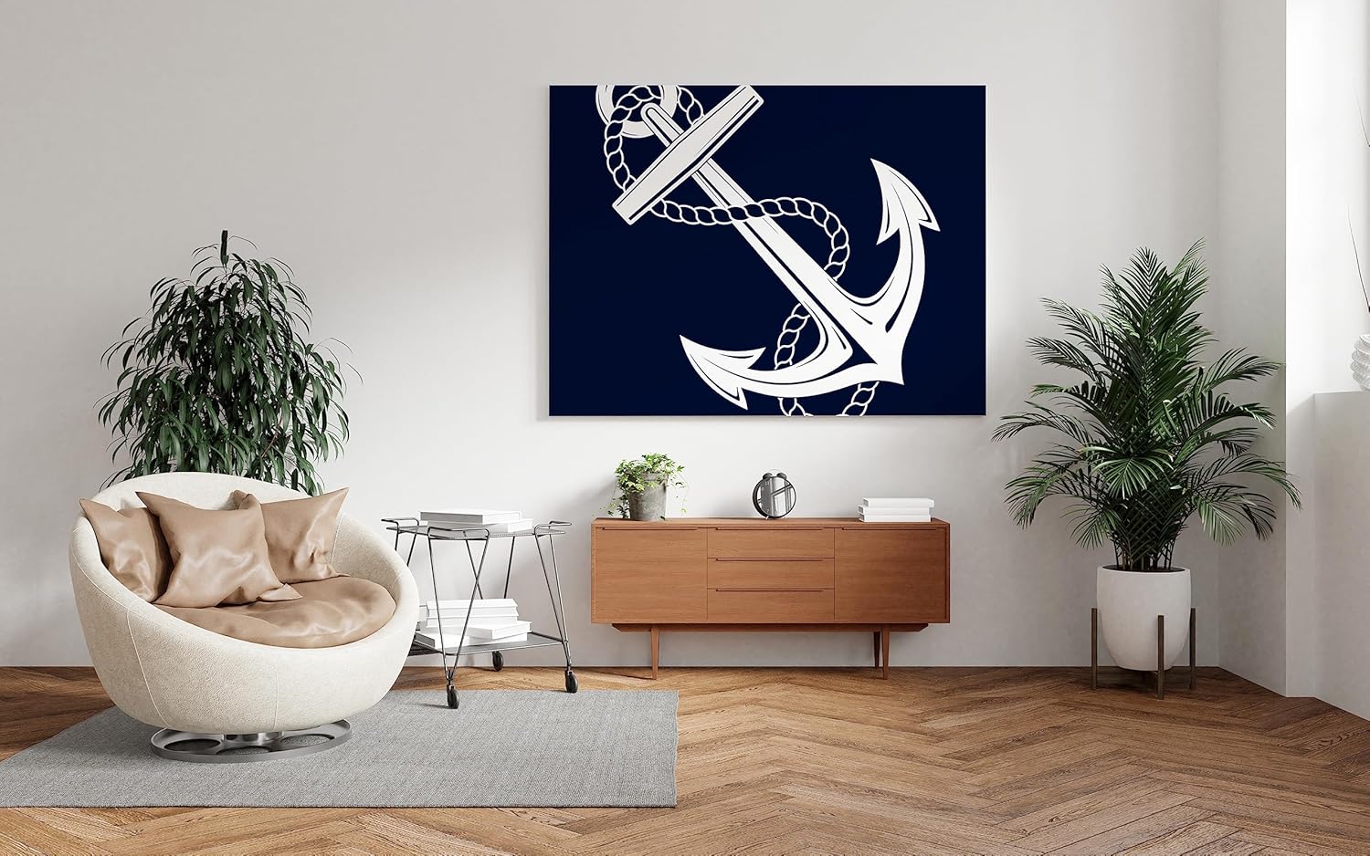 Amazon.com: Anchor Canvas Wrap nautical boating anchors rope navy white ...