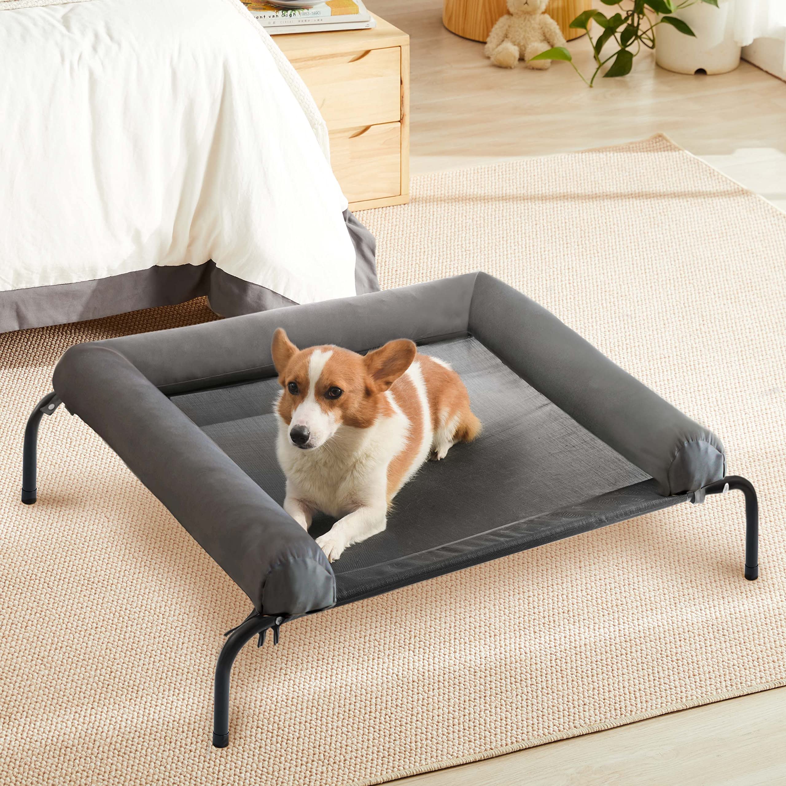 Western Home Elevated Dog Bed Cot, Raised Outdoor Dog Bed with Bolster ...