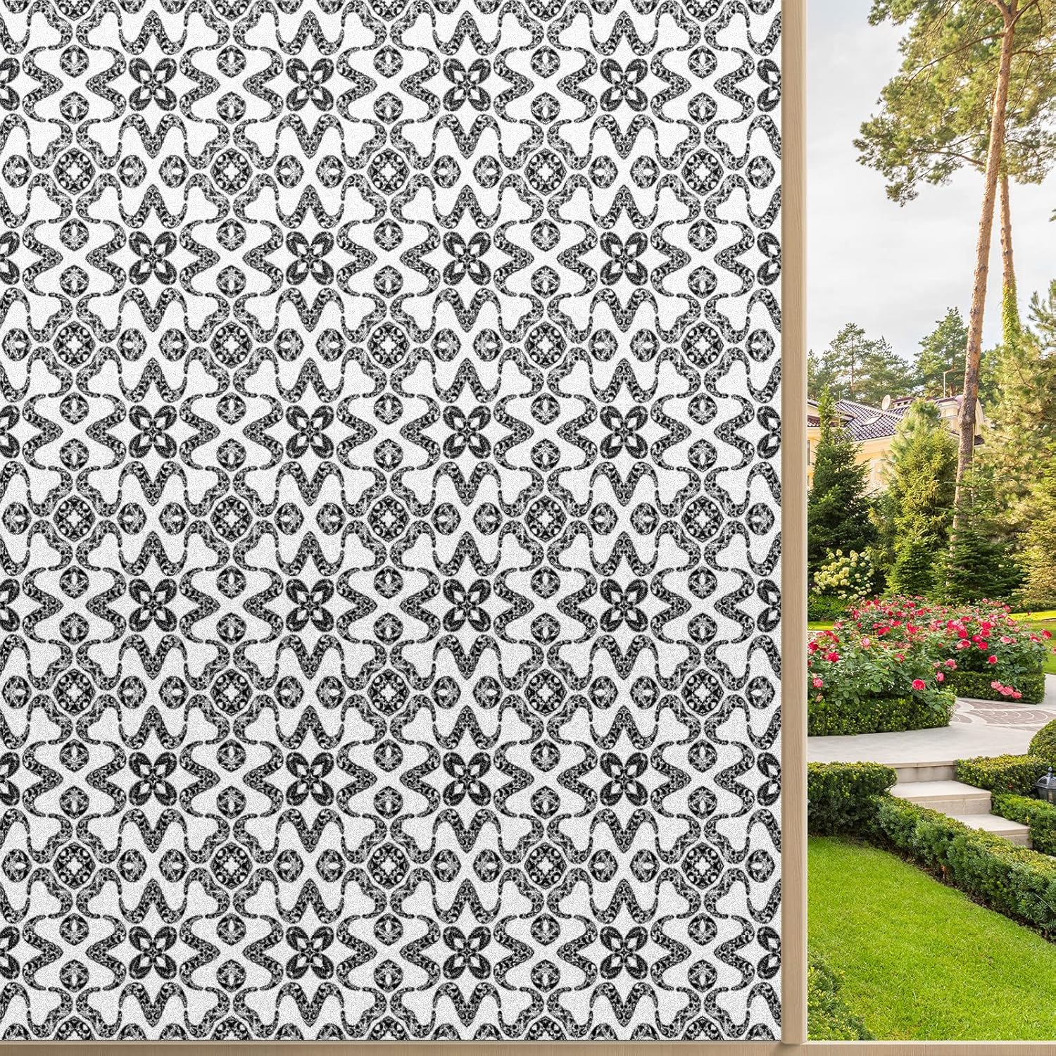 Amazon.com: Vintage Patttern Frosted Window Privacy Film for Sun ...