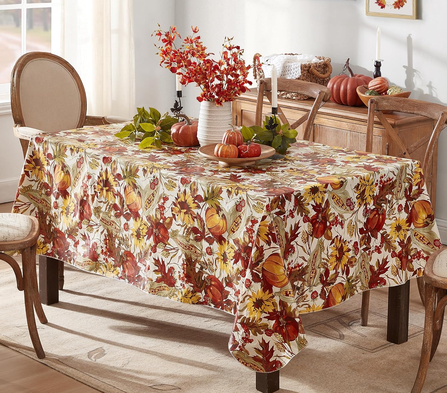 Amazon.com: Newbridge Fall Days Bountiful Harvest Vinyl Tablecloth with ...