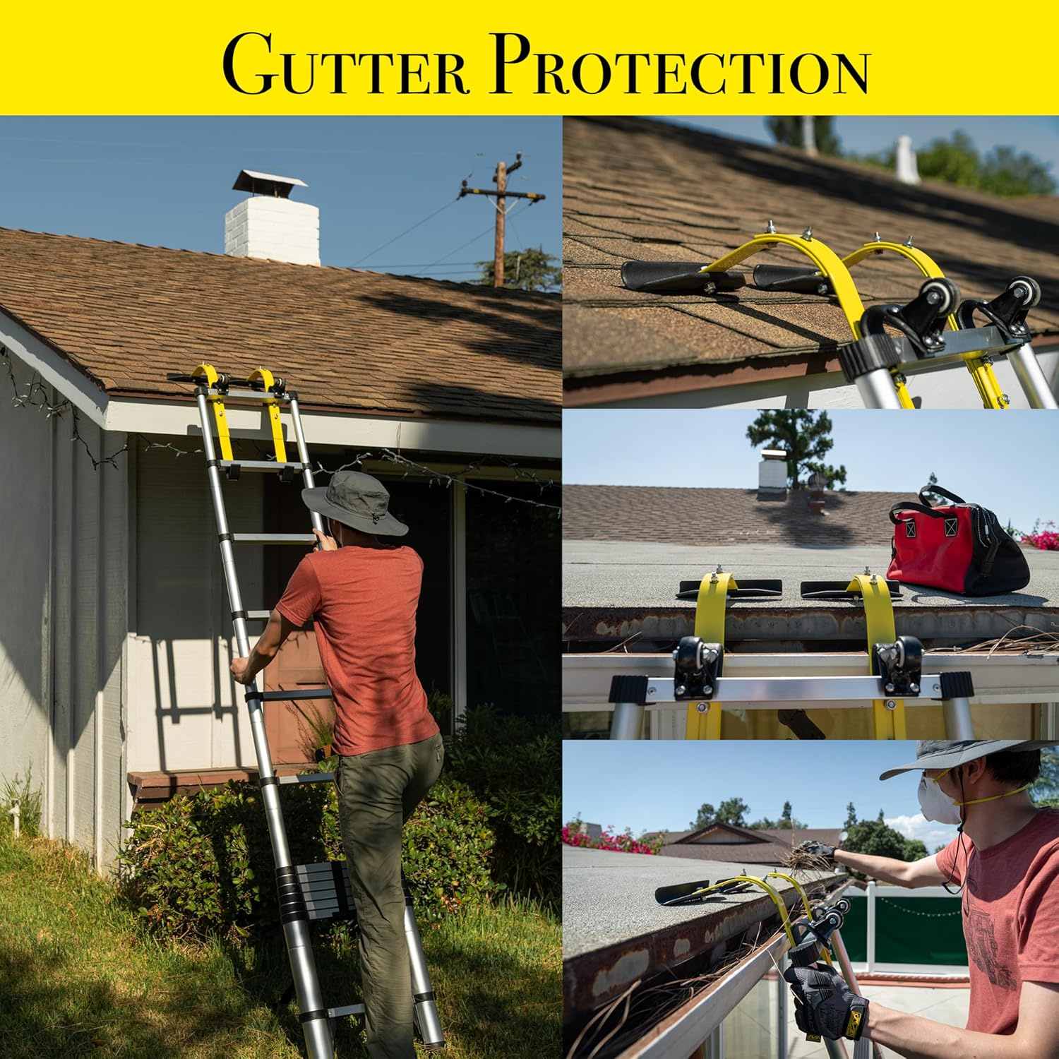 Ladder Roof Hook, Ladder Standoff with Wheel and Grip T-Bar for Roof ...