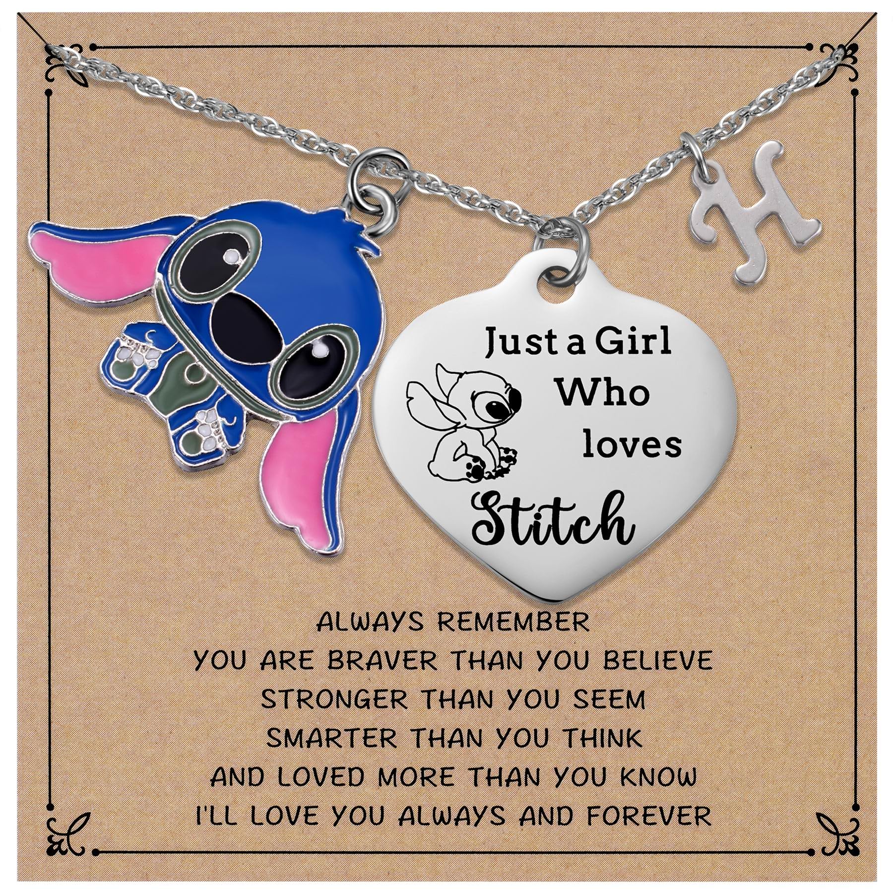 Snapklik.com : Stitch Gifts, Letter H Initial Stitch Necklace For ...