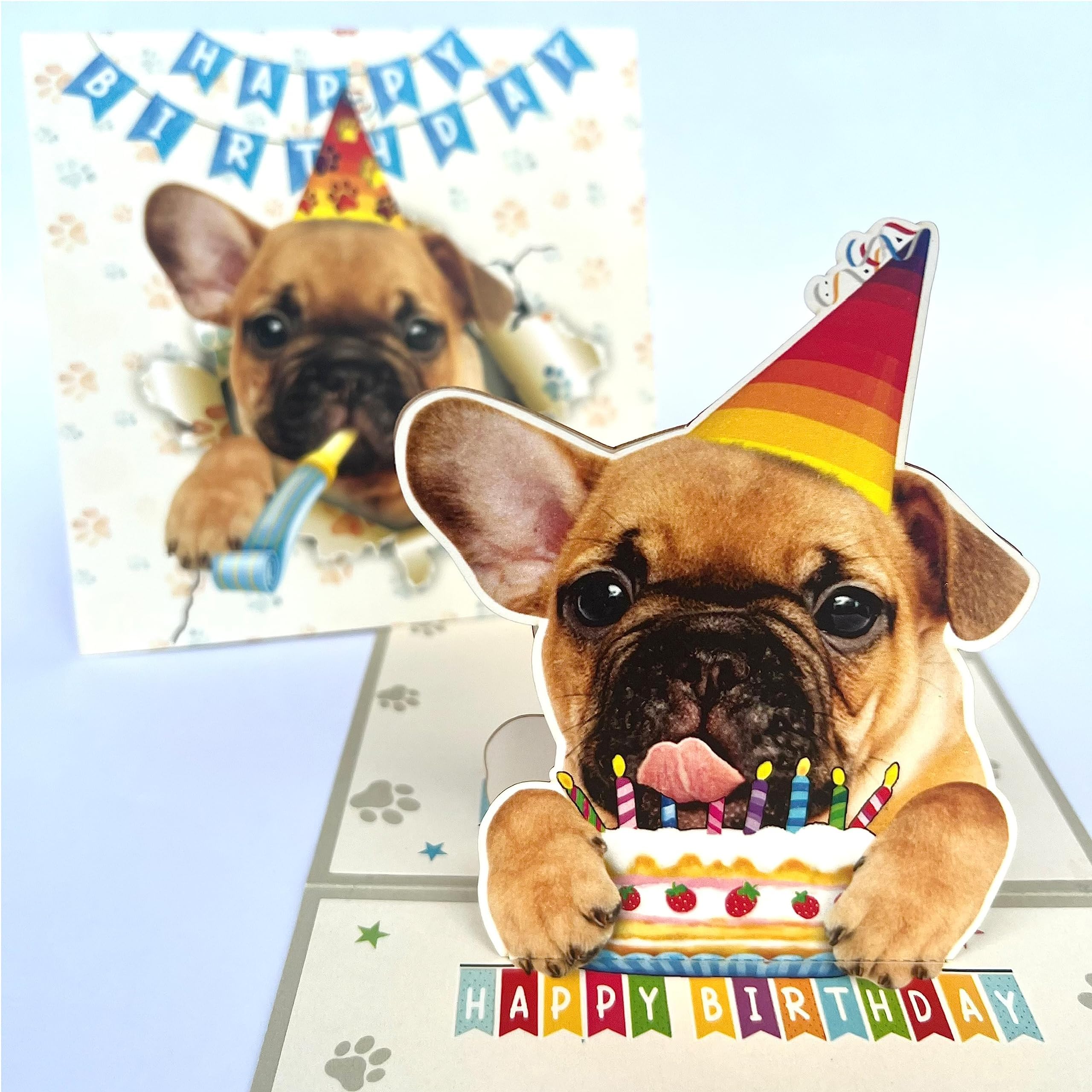 Amazon.com : French Bulldog Birthday Greeting Card, 3D Colored Paper ...