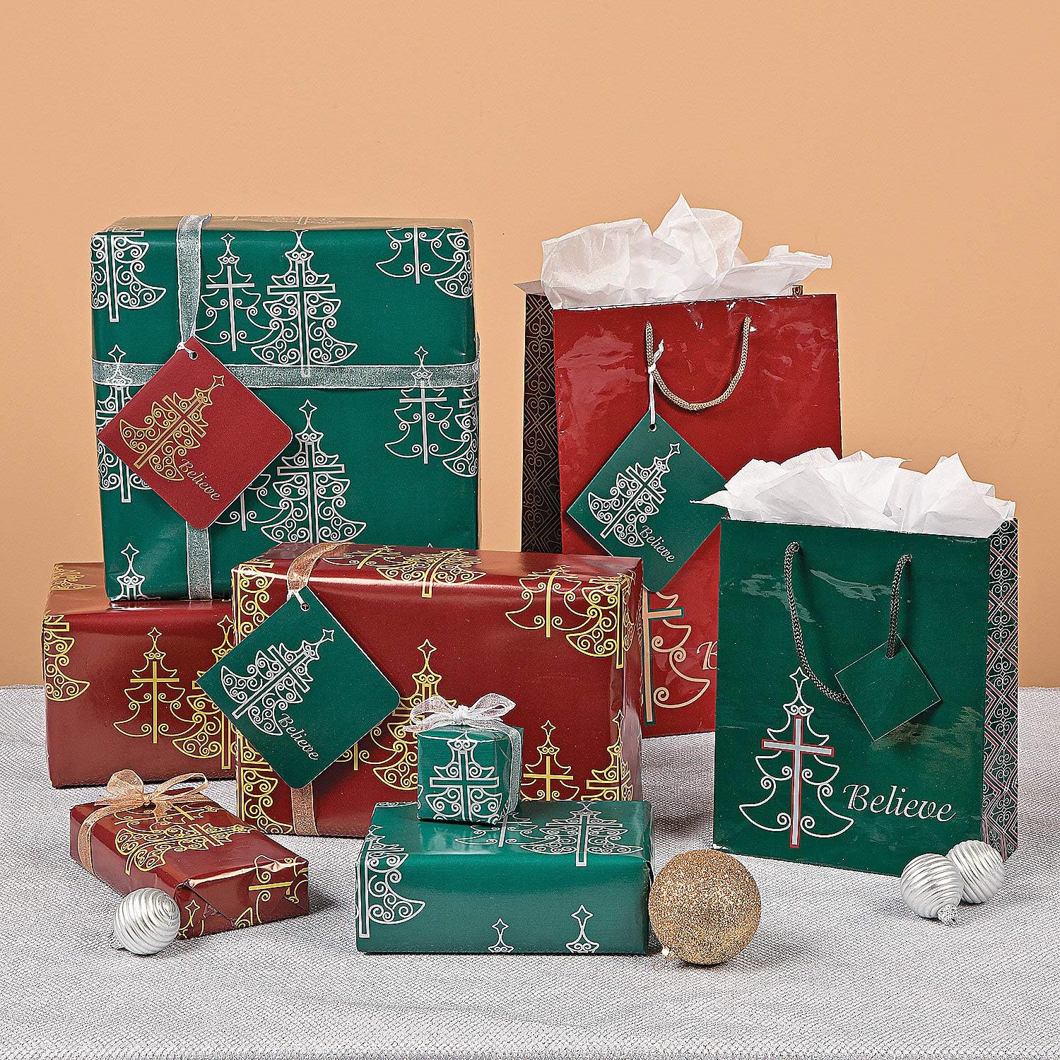 Amazon.com: Fun Express Inspirational Christmas Tree WRAP ASST - Party ...