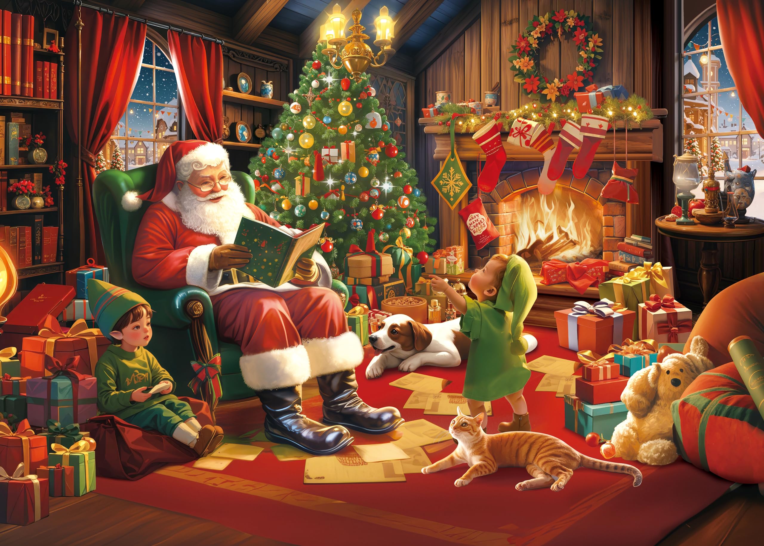 Amazon.com: Christmas Puzzles 1000 Pieces, Christmas Eve Christmas ...